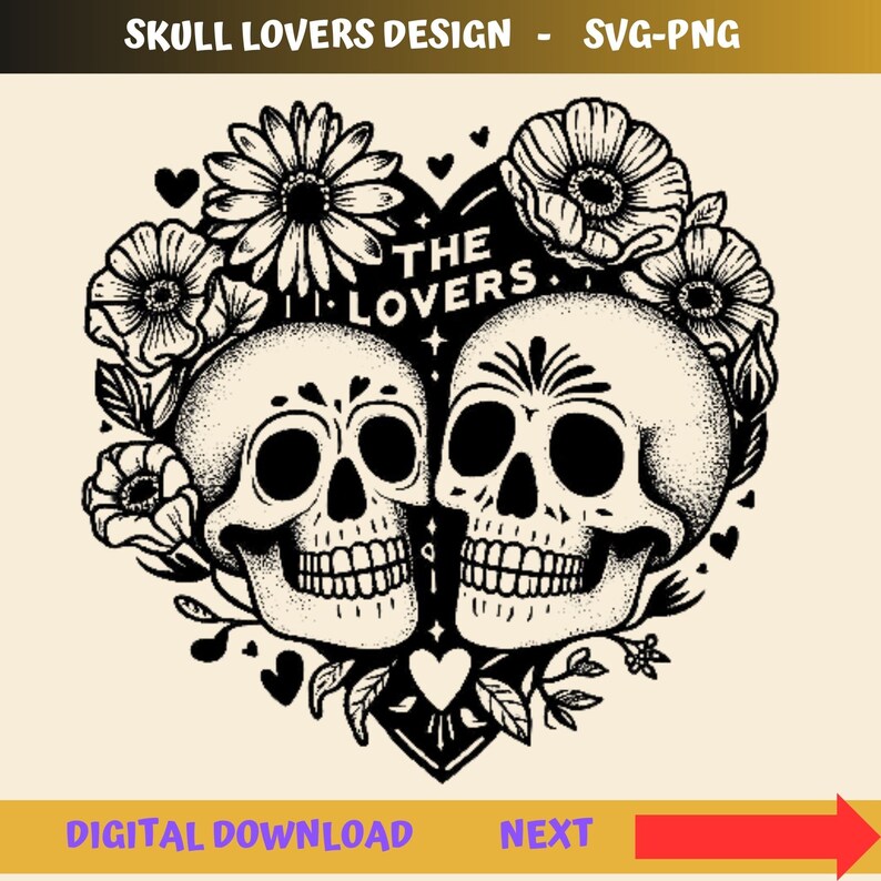 Lovers Heart Sugar Skull SVG Day of the Dead Svg Mexican Skull Svg ...