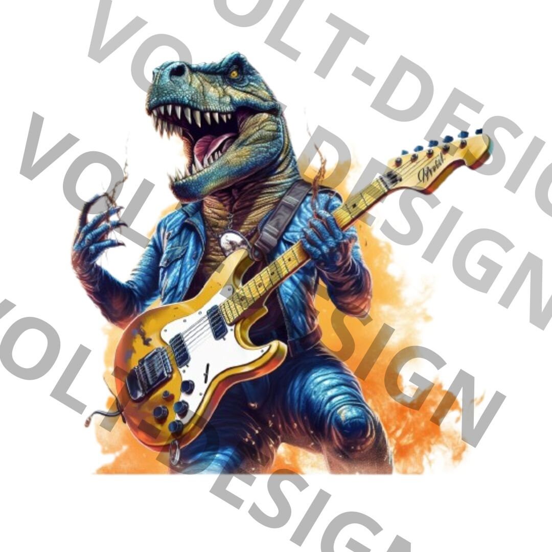 Rock Guitar Player T-rex Dinosaur Png Sublimation Designs - Etsy
