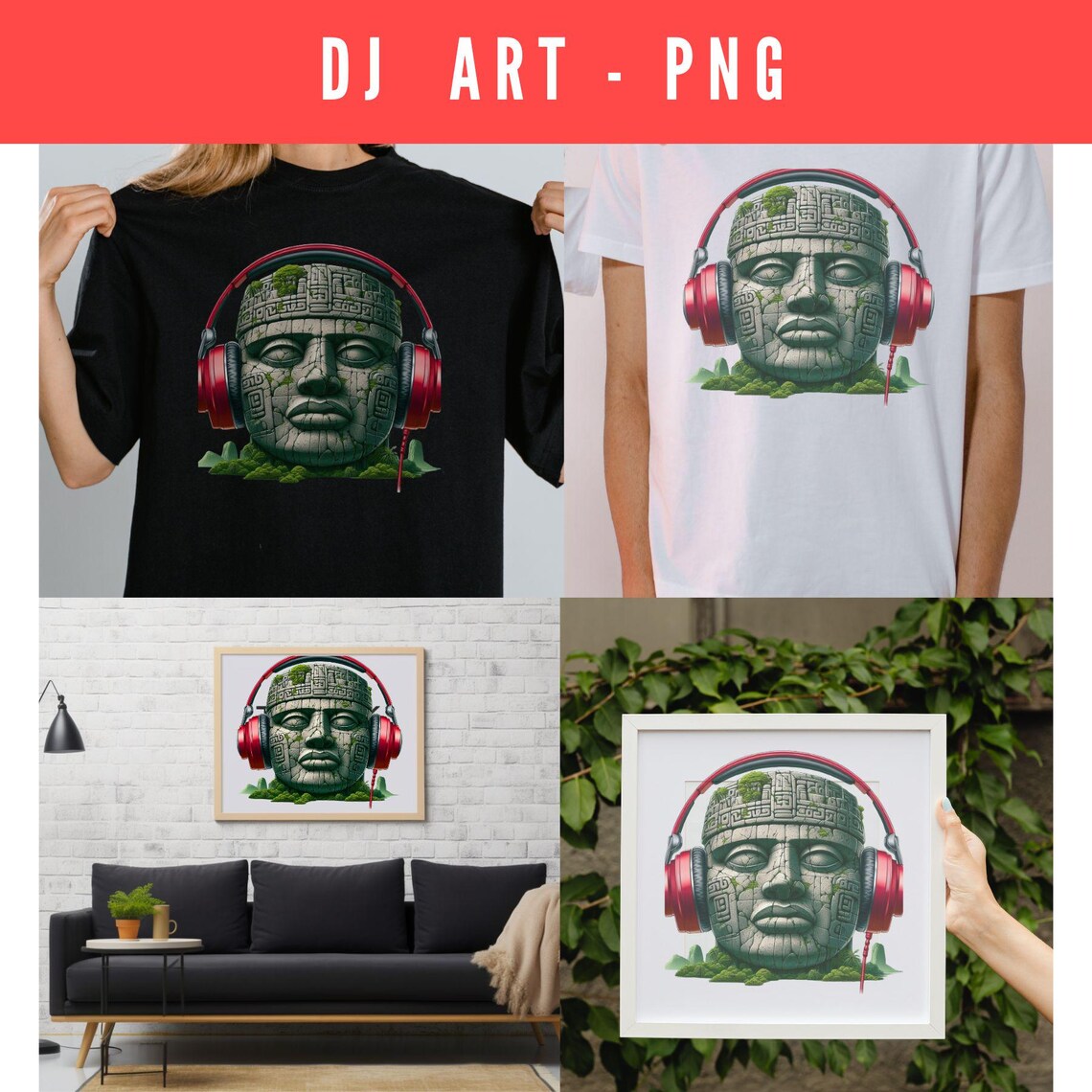 Olmec Png DJ Funny Dj Music Png Gift Shirt DJ Olmec Head Png Tshirt Png ...