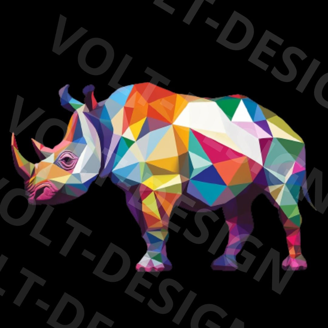 Rhino PNG Clipart Colorful Rhinoceros Sublimation for - Etsy
