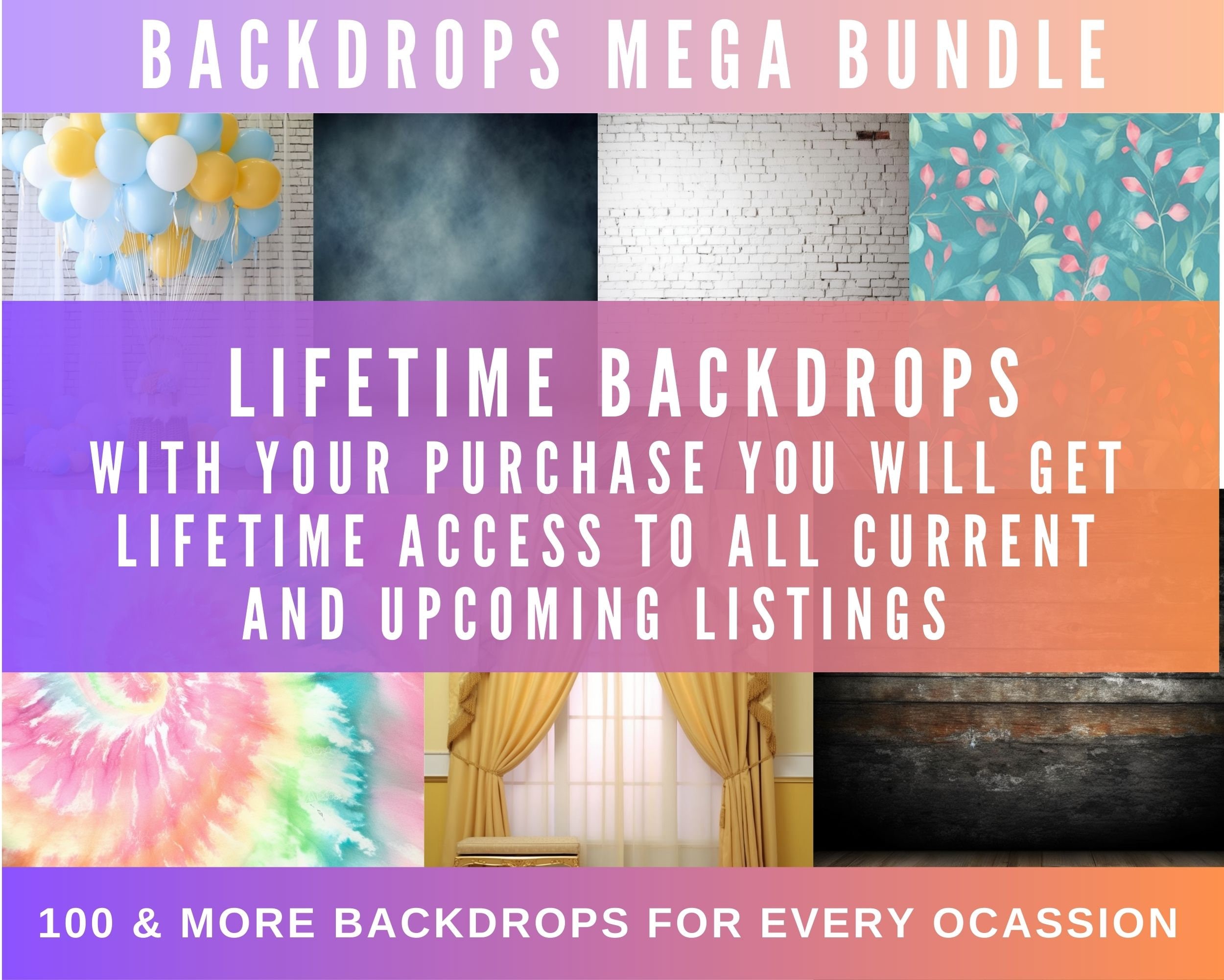 LIFETIME Digital Backdrops More Than 100 Backdrops Bundle - Etsy