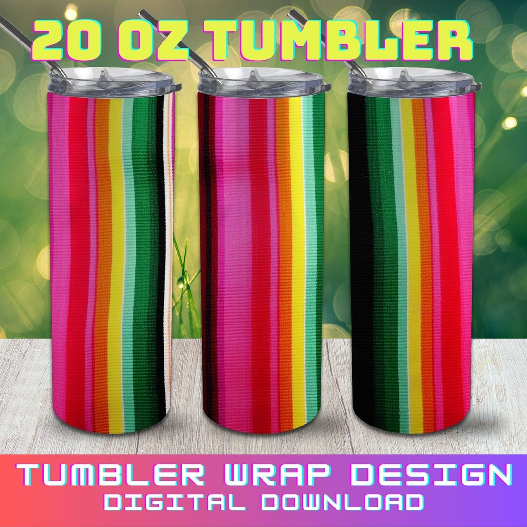 Mexican Tumbler Wrap PNG Mexican Poncho Design Colorful 20 Oz Skinny ...