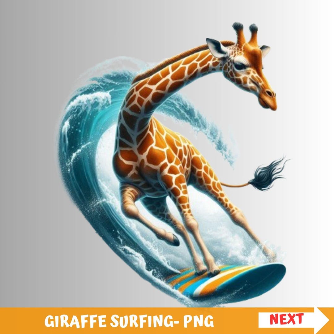 Giraffe Png Sports Png Surf Sublimation Png Surf Giraffe Surfing Png ...