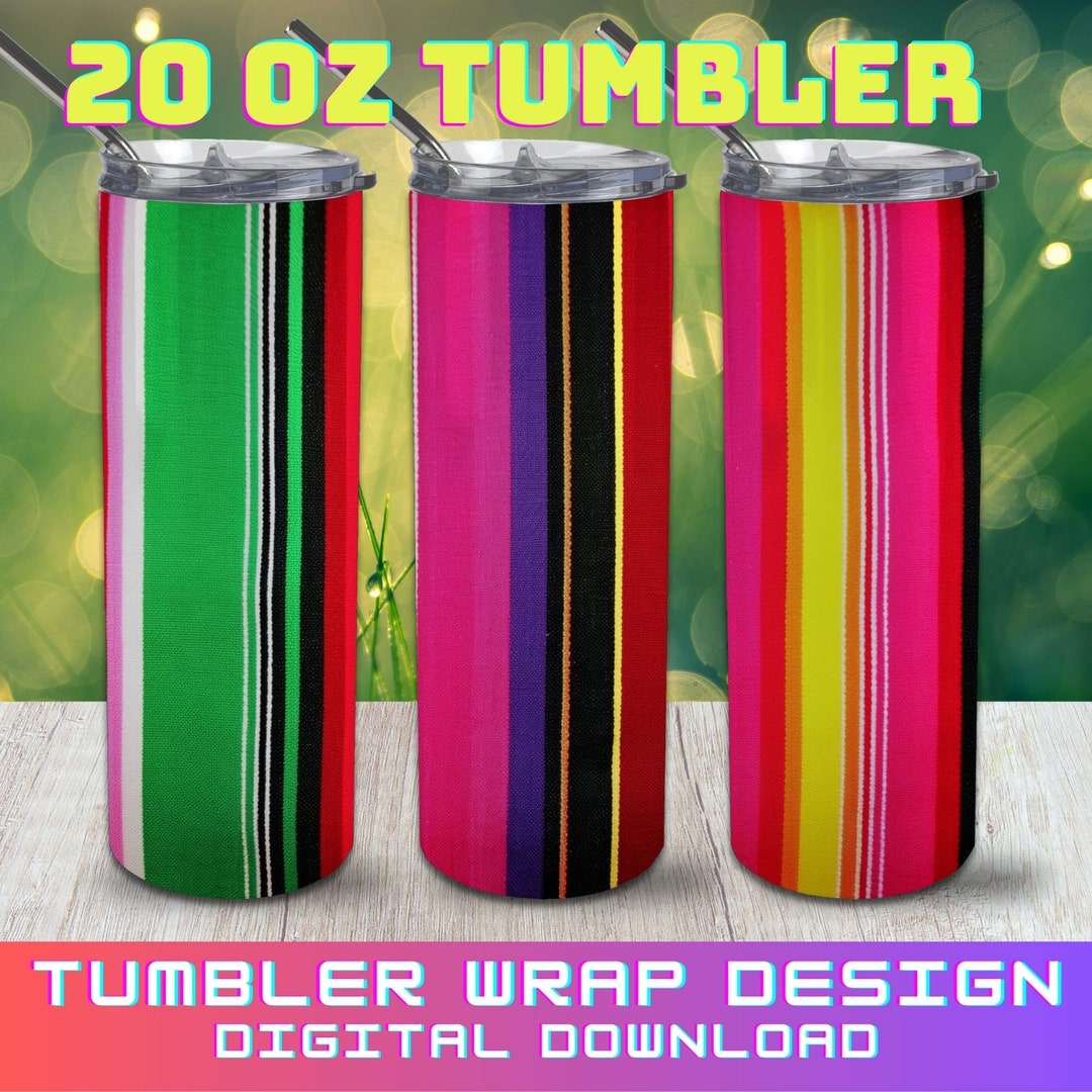 Mexican Tumbler Wrap PNG Mexican Poncho Design Colorful 20 Oz Skinny ...
