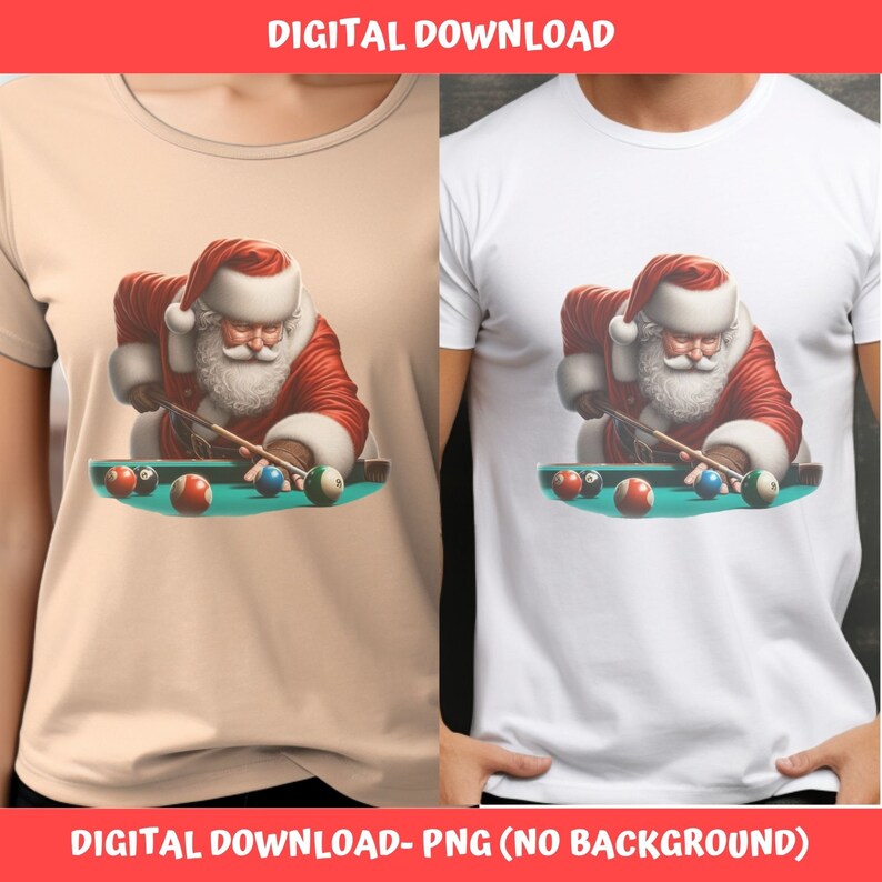 Christmas Santa Claus Billiard Png Funny Christmas Billiard - Etsy