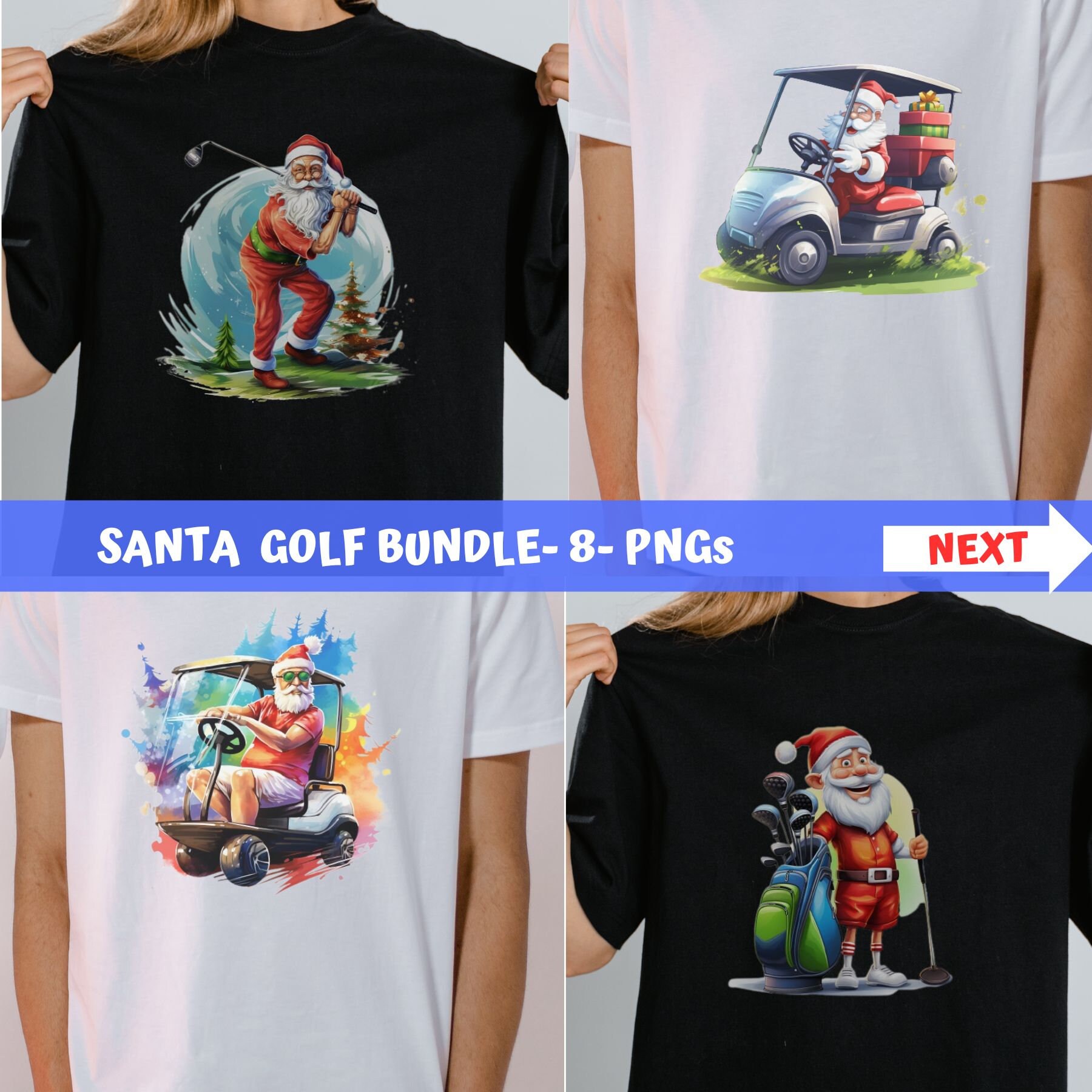 Santa Golf Player Funny Santa Bundle Png Funny Golf Bundle Santa Claus ...