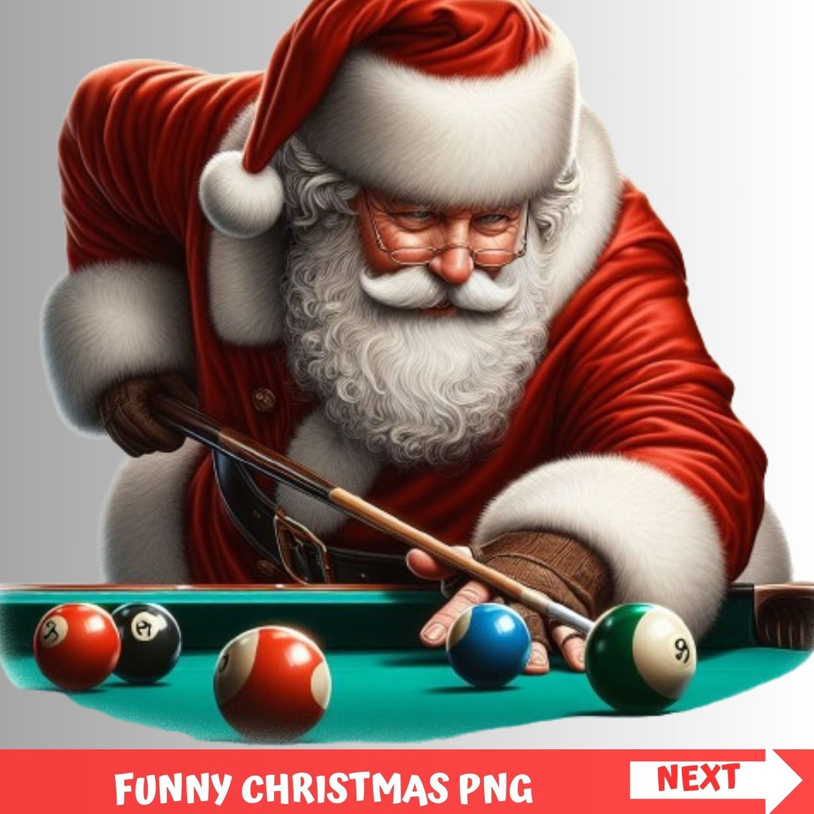 Christmas Santa Claus Billiard Png Funny Christmas Billiard - Etsy