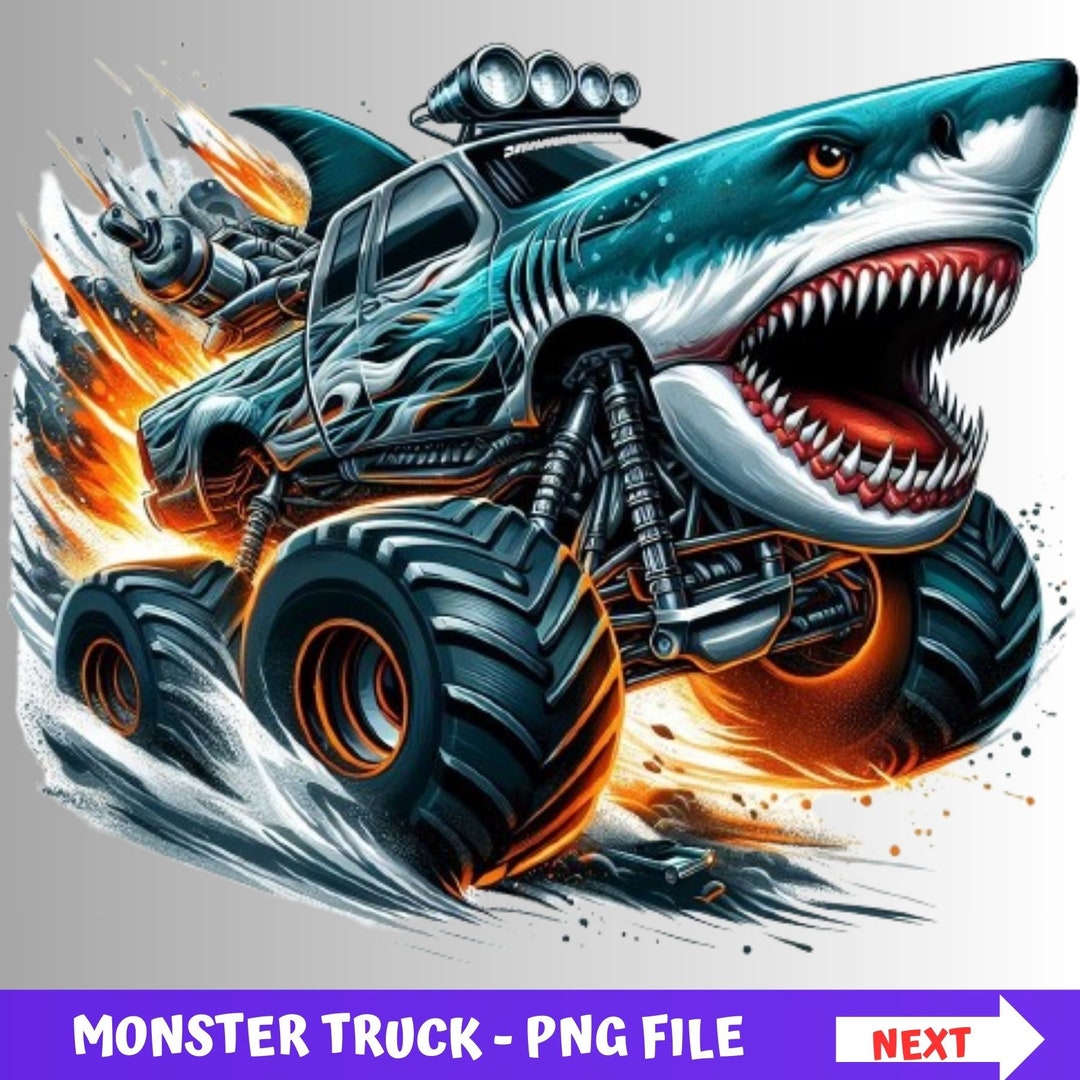 Monster Truck Png Bundle Png Sublimation Funny Monster Truck Megalodon ...