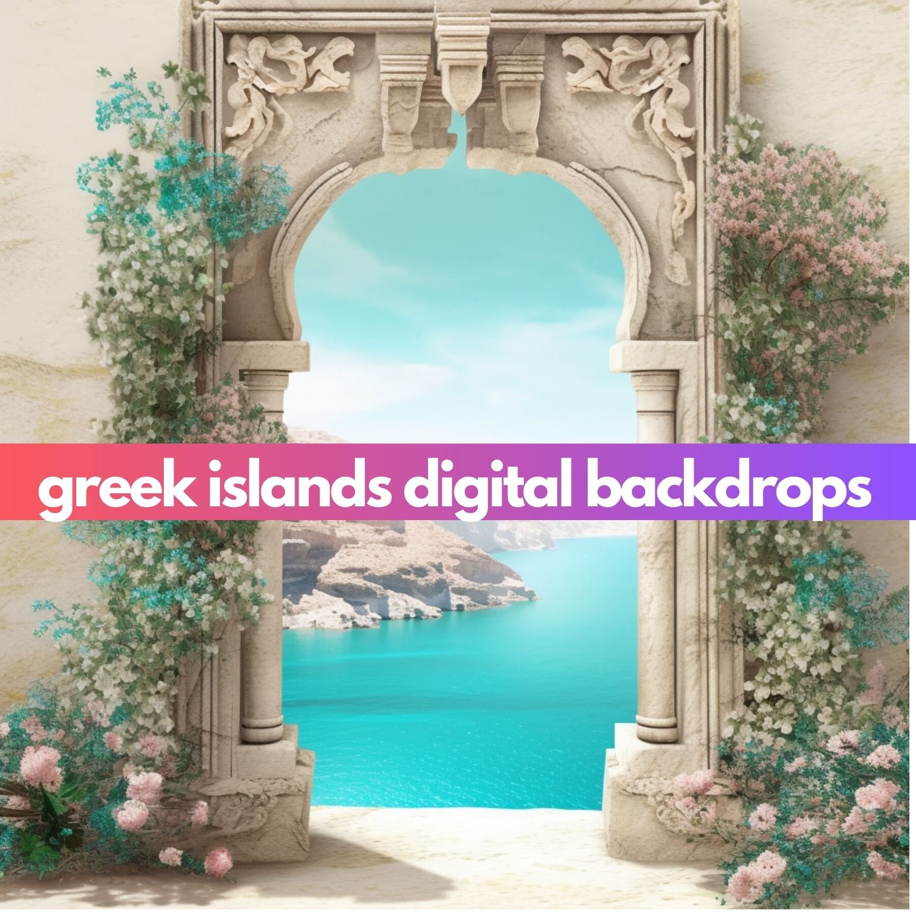 22 Digital Backdrops Greek Islands Backdrops Beach Backdrops - Etsy