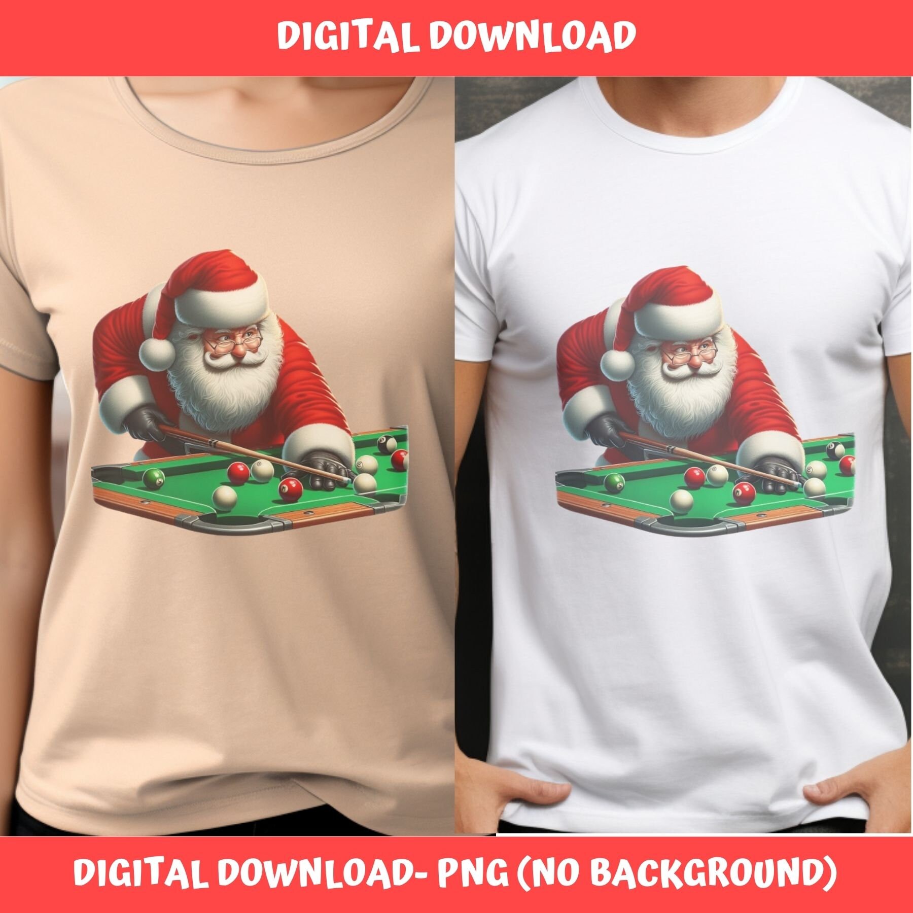 Christmas Santa Claus Billiard Png Funny Christmas Billiard - Etsy