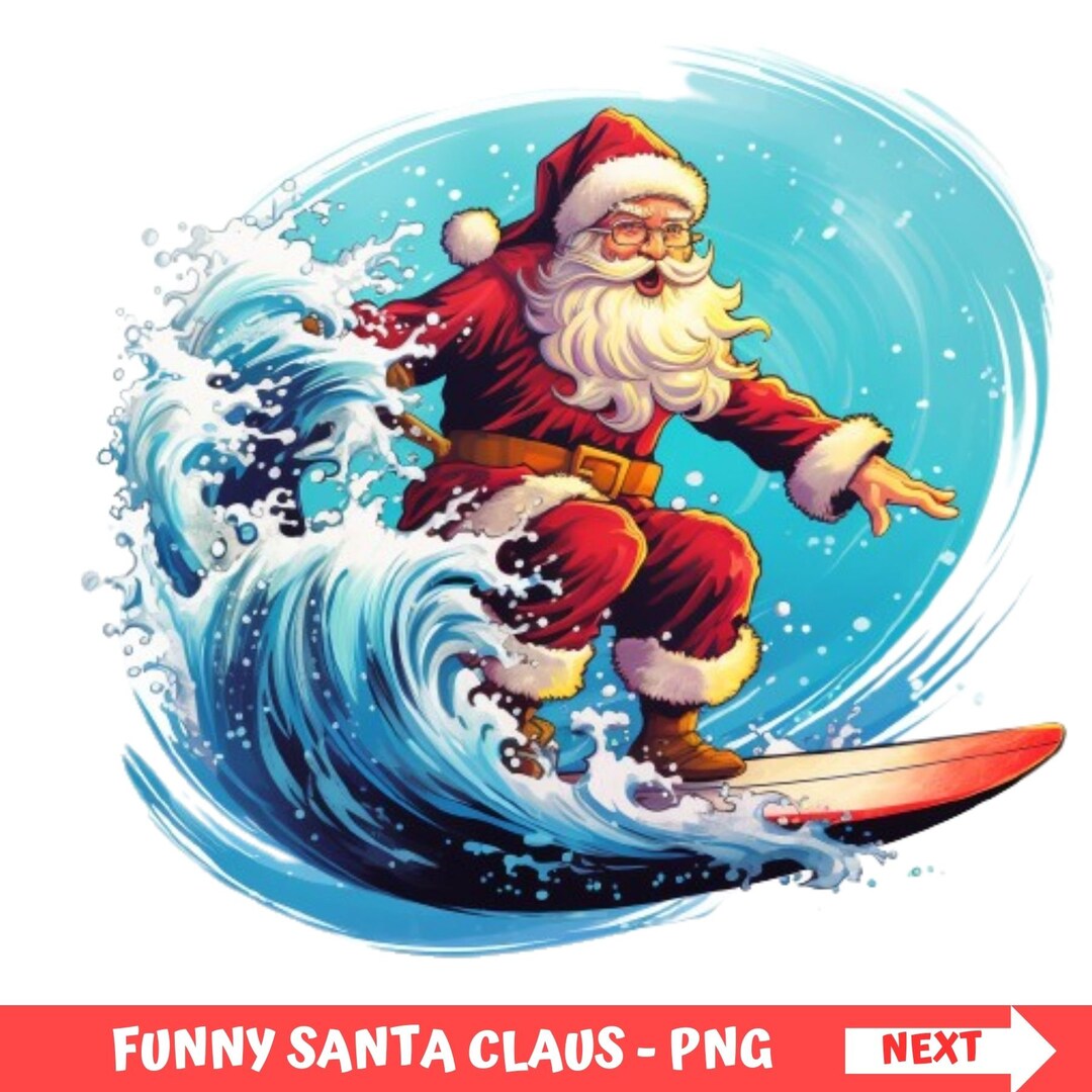 Surf Navidad Png Divertido Navidad Png Divertido Surf Camisa Santa Camisa Santa Claus Camisa ...