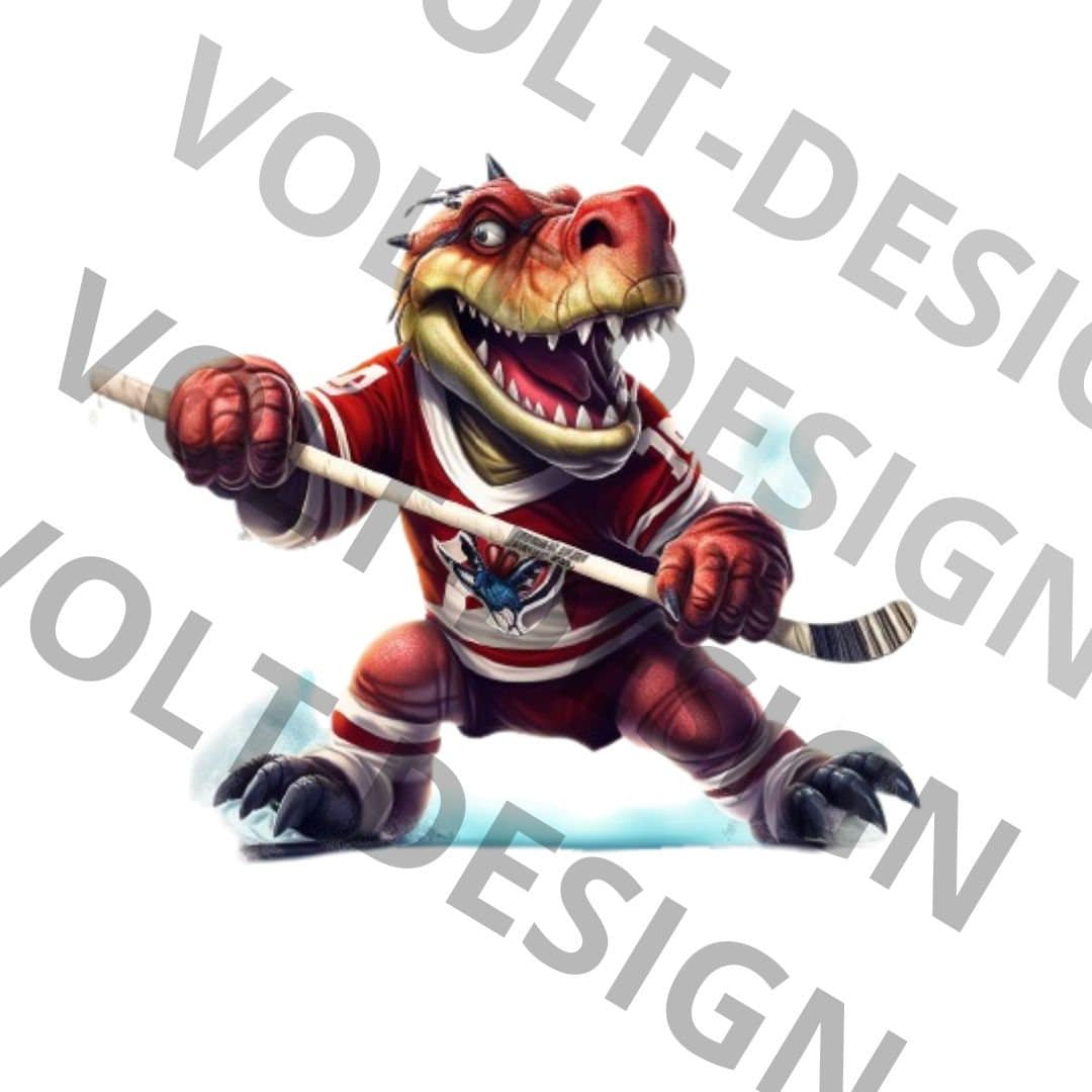 T-rex Sports Dinosaur Sublimation Hockey PNG Monster Ball Ice Png, T ...