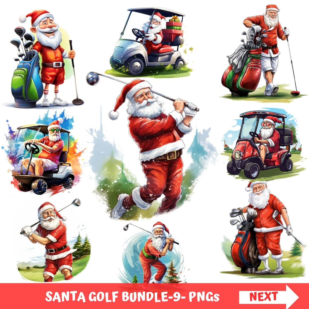 Santa Golf Player Funny Santa Bundle Png Funny Golf Bundle Santa Claus ...