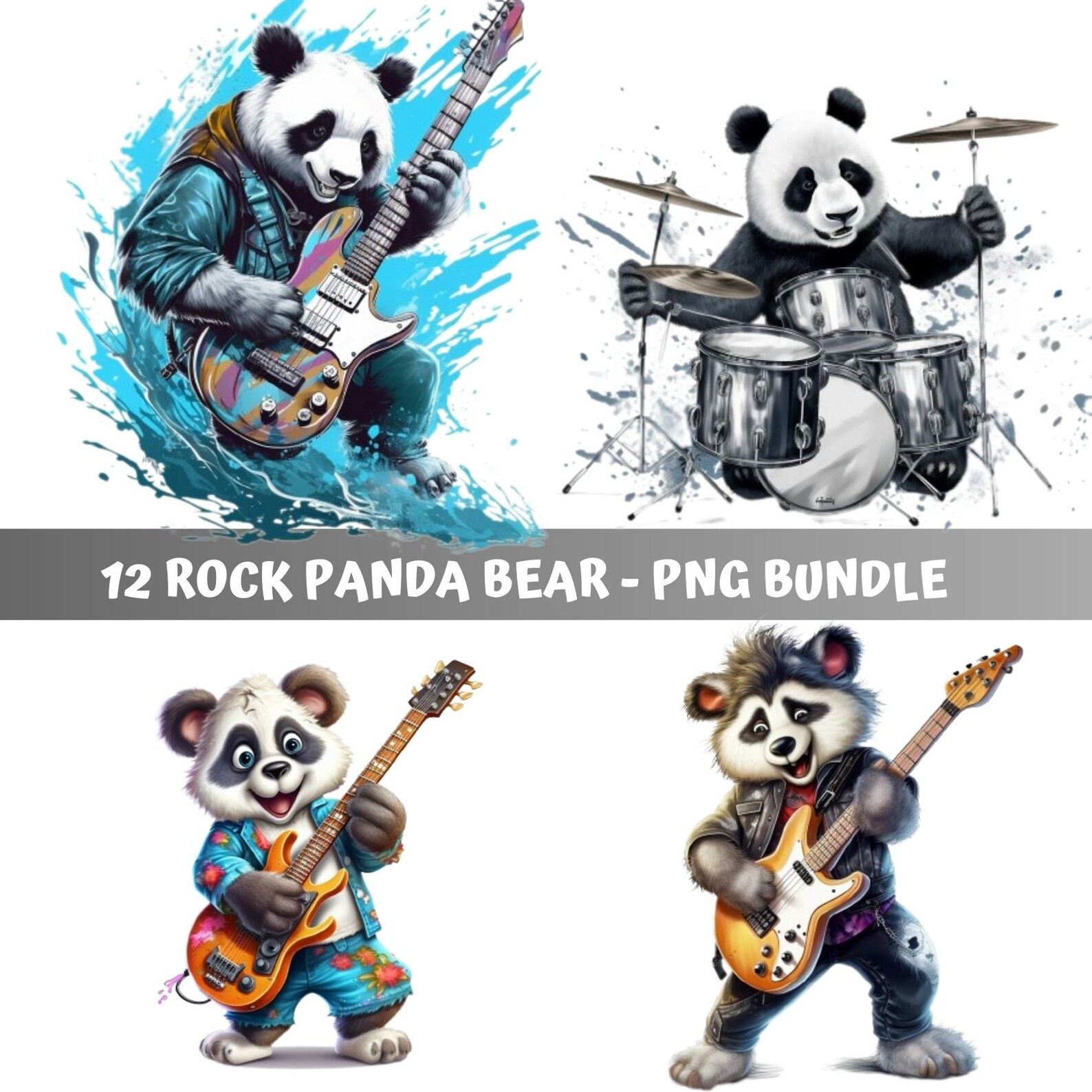 Panda Bundle Png Panda Png Funny Panda Png Rock Png Music Rock Png ...