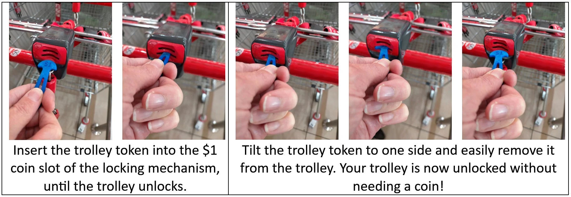 Australia 1 Dollar Removable Trolley Token / Trolley Key (reusable) for ...