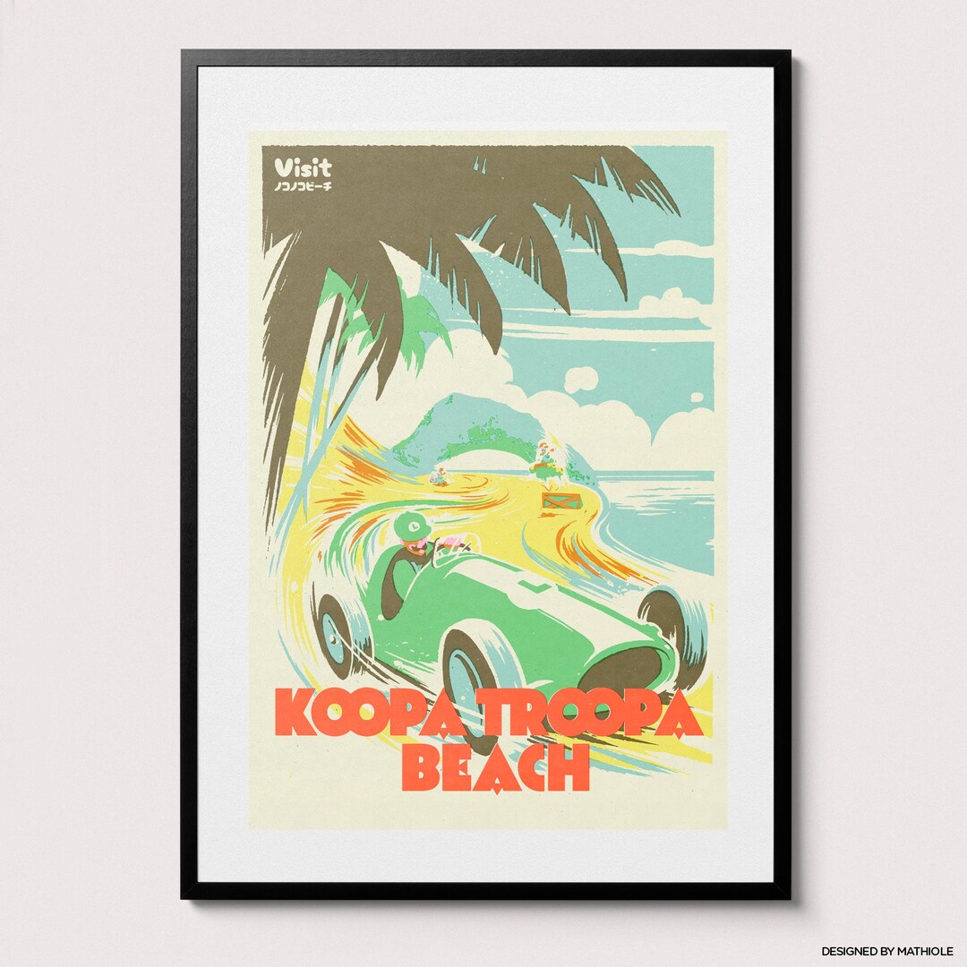 Visit Koopa Troopa Beach mario Kart Poster Vintage Poster Print ...