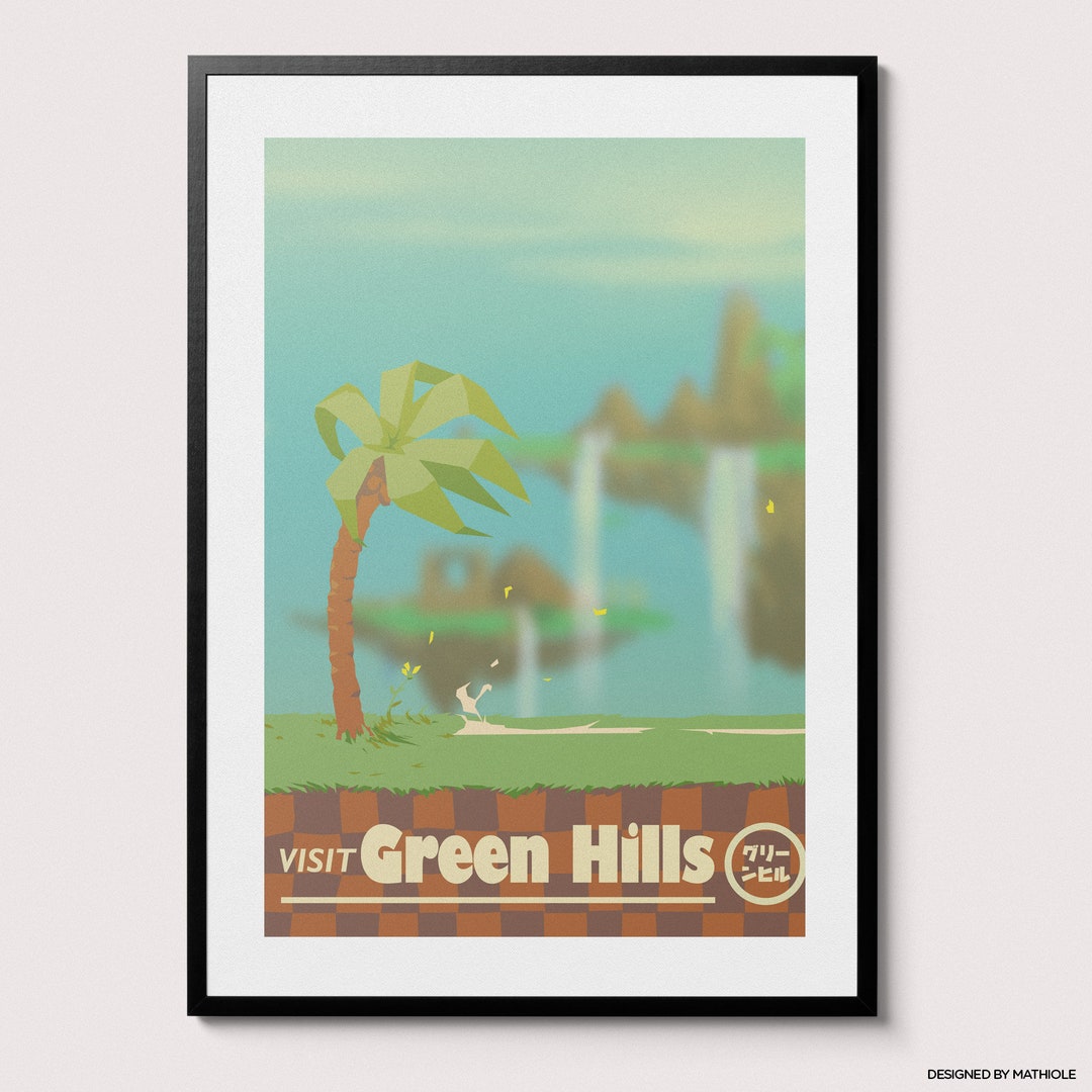Visit Green Hills Poster Retro Travel Illustration Print, 90s Video ...