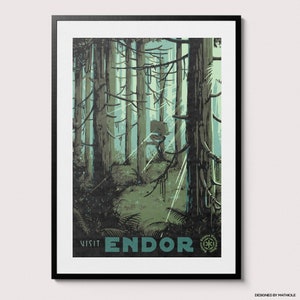 Visit Endor Minimal Art Print Vintage Travel Poster Endor Fantasy Fan ...