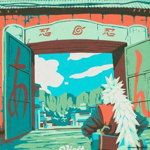 Visit Konoha Poster Vintage Retro Travel Art Print, Watercolor ...