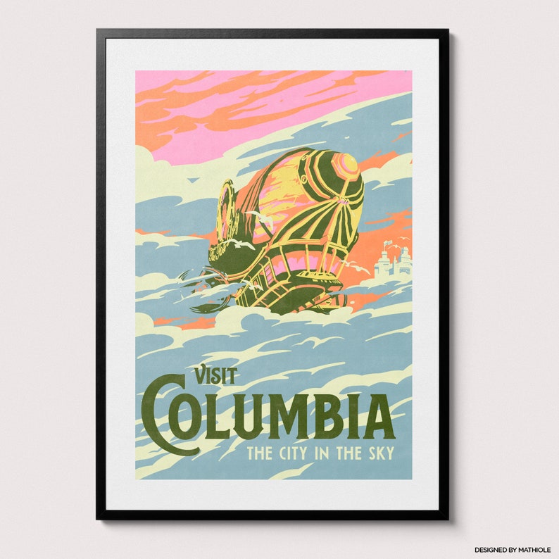 Visit Columbia Poster Retro Art Print, Columbia Wall Art Illustration ...