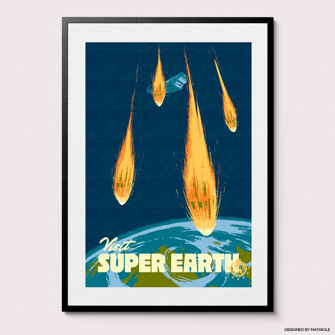 Visit Super Earth Retro Travel Poster Design Helldivers 2 Videogames ...