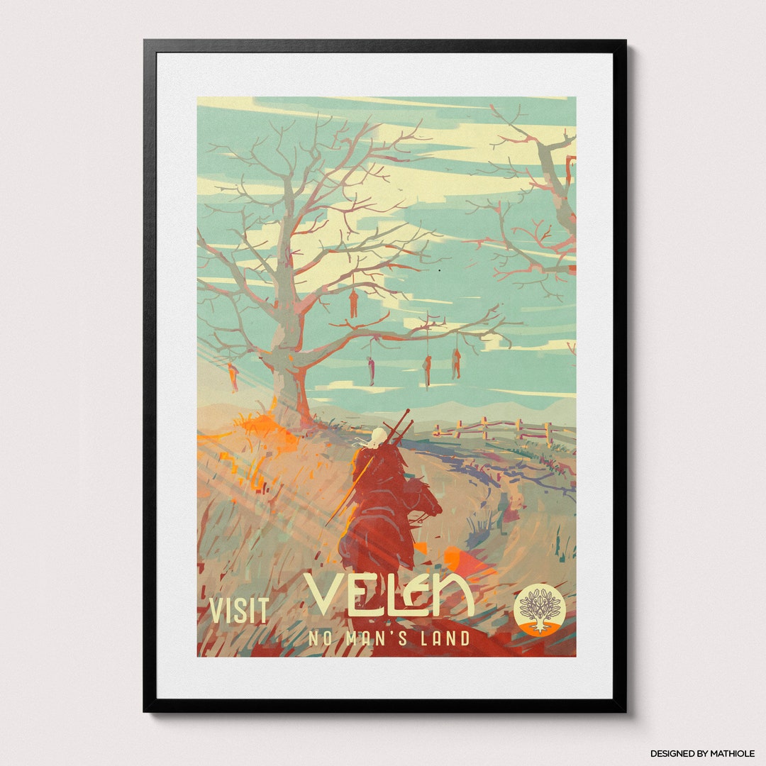 Visit Velen Poster No Man's Land, Vintage Retro Art Print, Watercolor ...