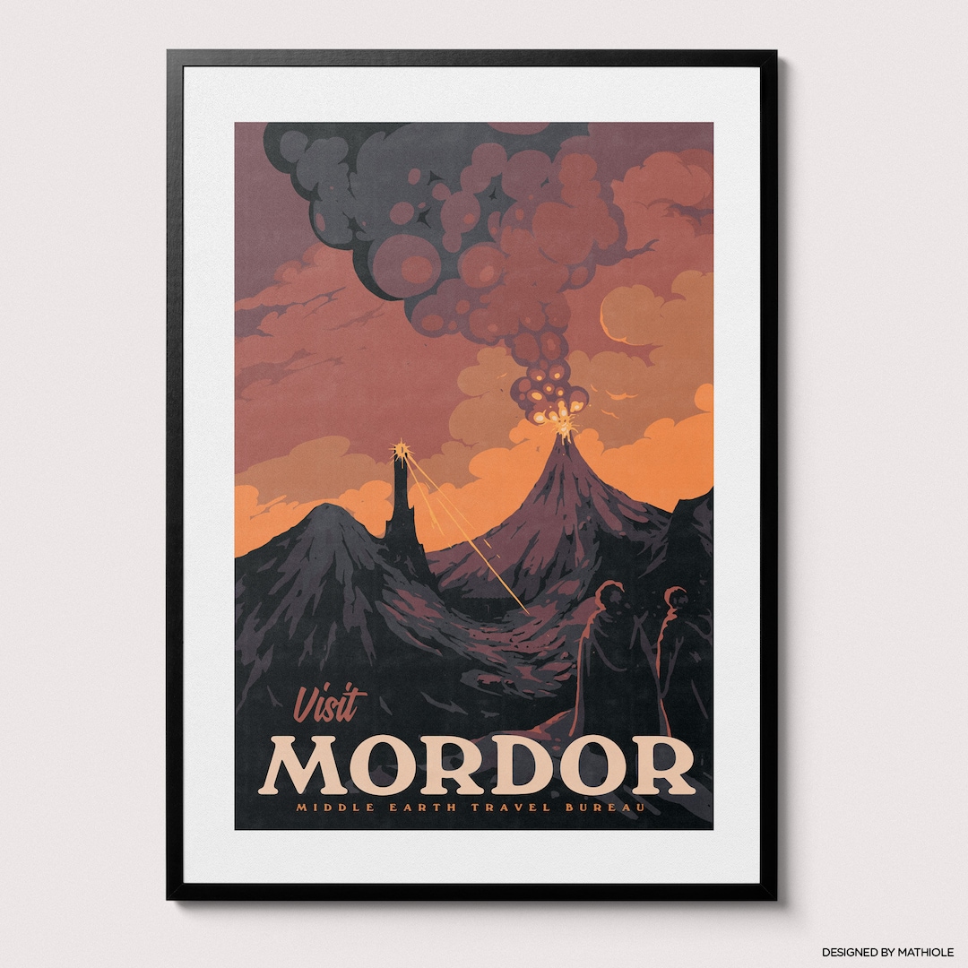 Visit Mordor Poster Vintage Travel Poster Art Lord of the Rings Poster ...