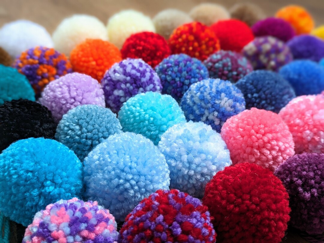 4cm Mix and Match Acrylic Yarn Pom Poms Made to Order in Red Yellow ...