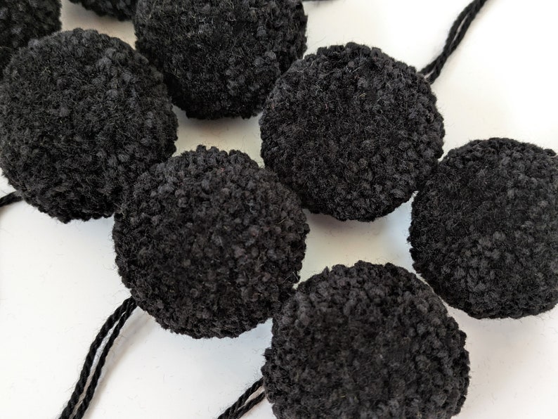 Black Hand Made Acrylic Yarn Pom Poms 3cm 4cm 5cm or 6cm. Made to Order ...