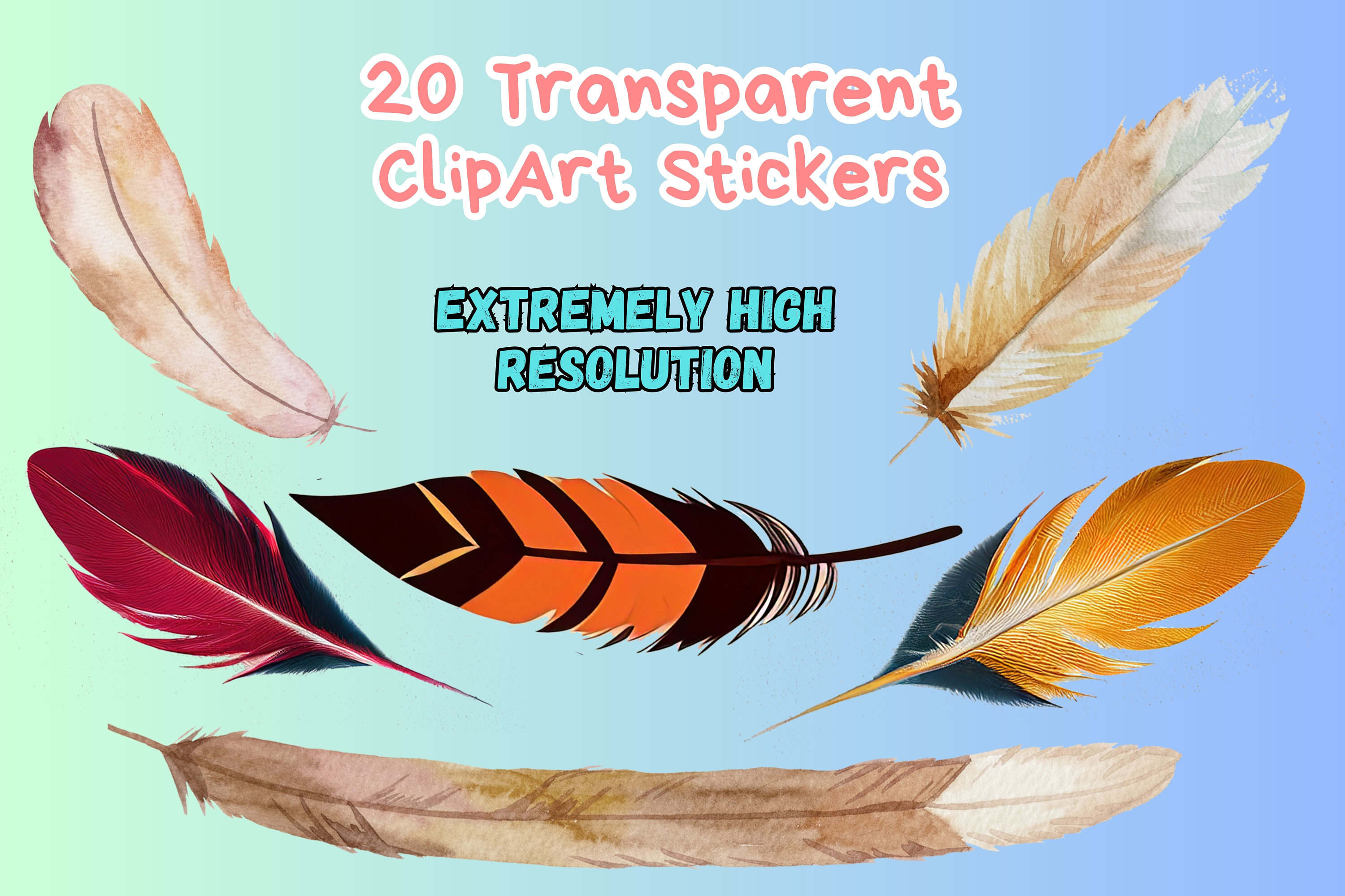 Boho Feather Clipart PNG, Feather Design Bundle, Digital Download - Etsy