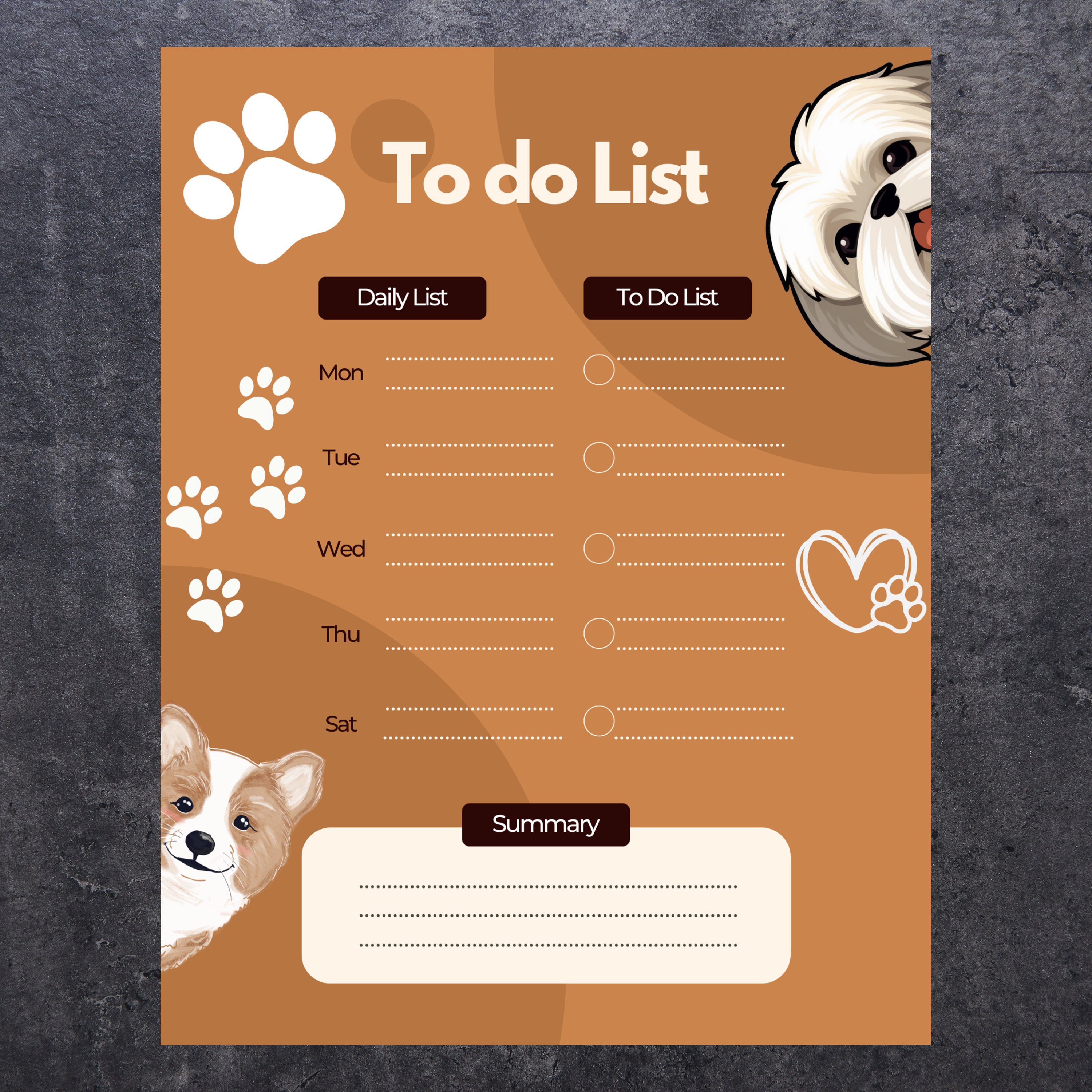 Dog Themed To-do List, Printable To-do List, Cute Dog Design, Daily ...
