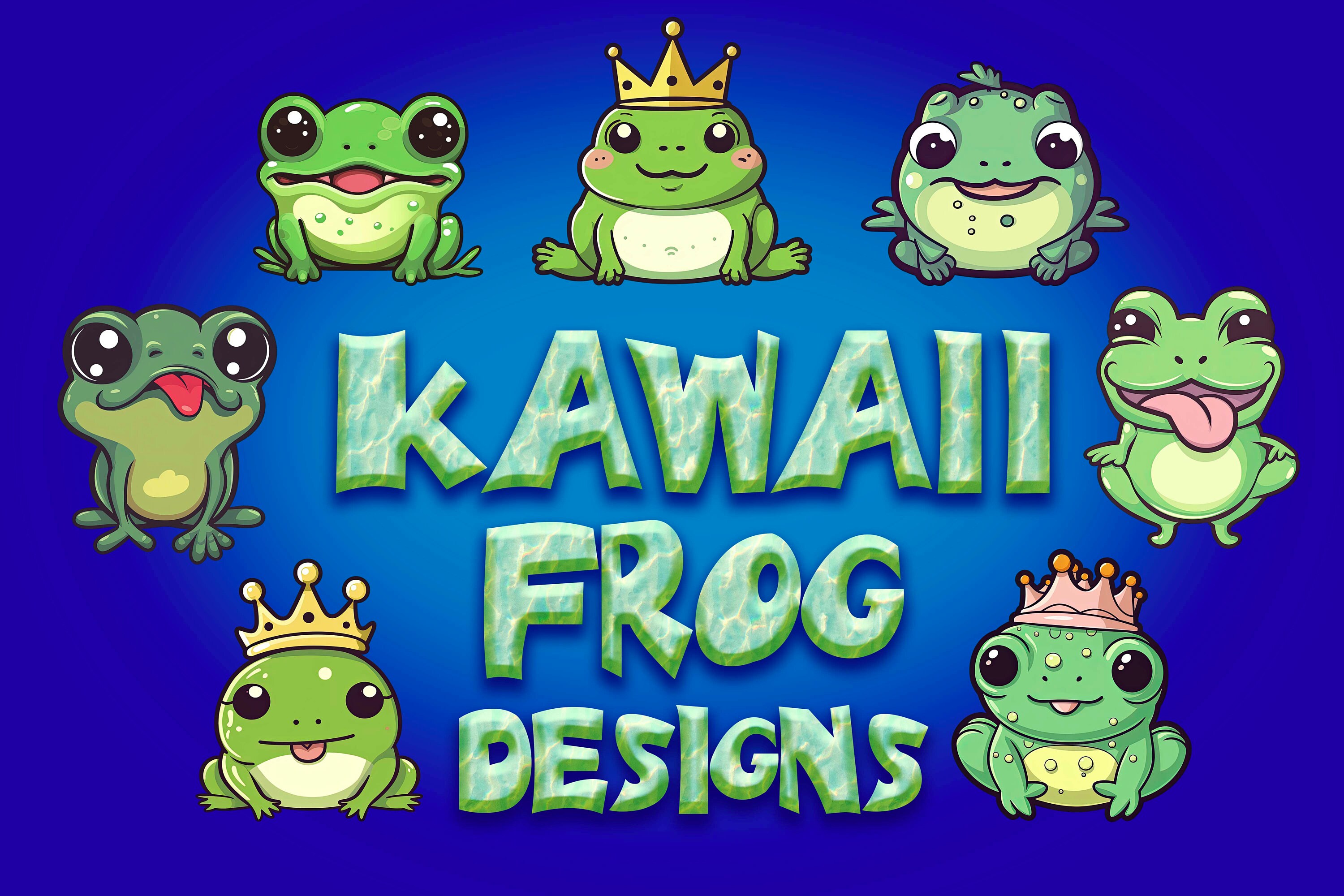 Kawaii Frogs Digital Download Adorable Amphibian Art Instant - Etsy