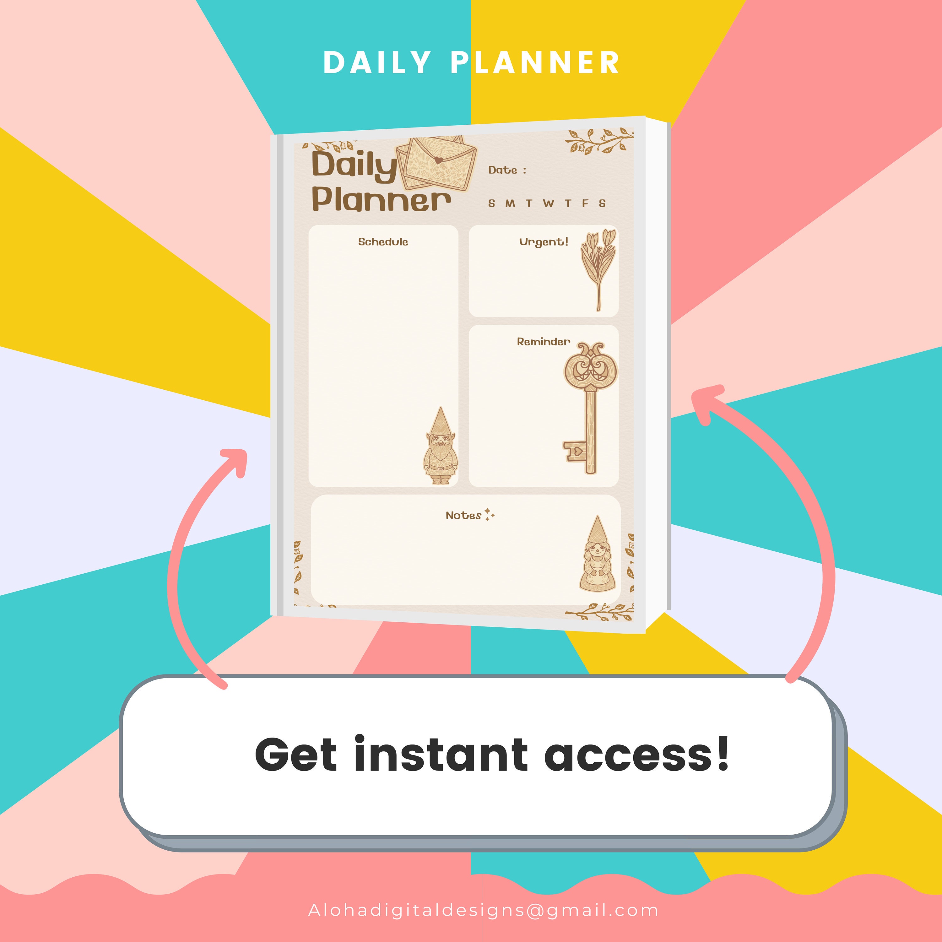 Cottage Core Printable Daily Planner Digital Download - Etsy