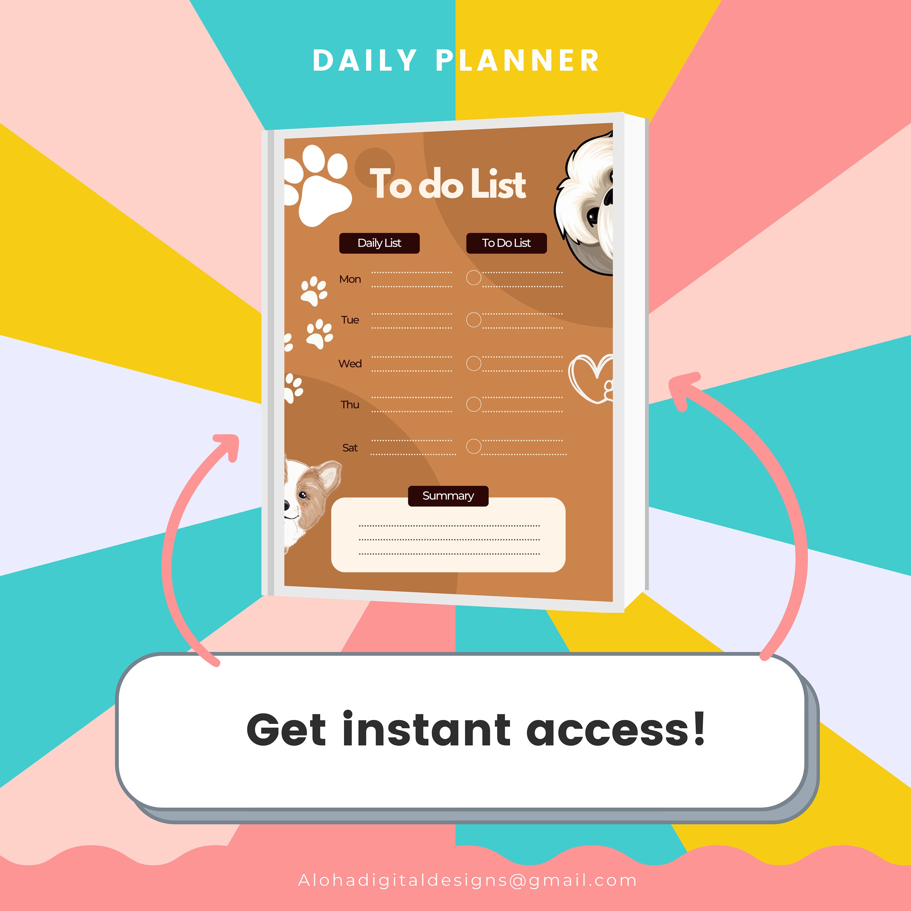 Dog Themed To-do List, Printable To-do List, Cute Dog Design, Daily ...