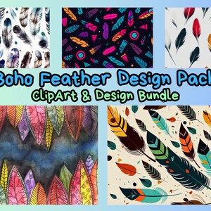Boho Feather Clipart PNG, Feather Design Bundle, Digital Download - Etsy