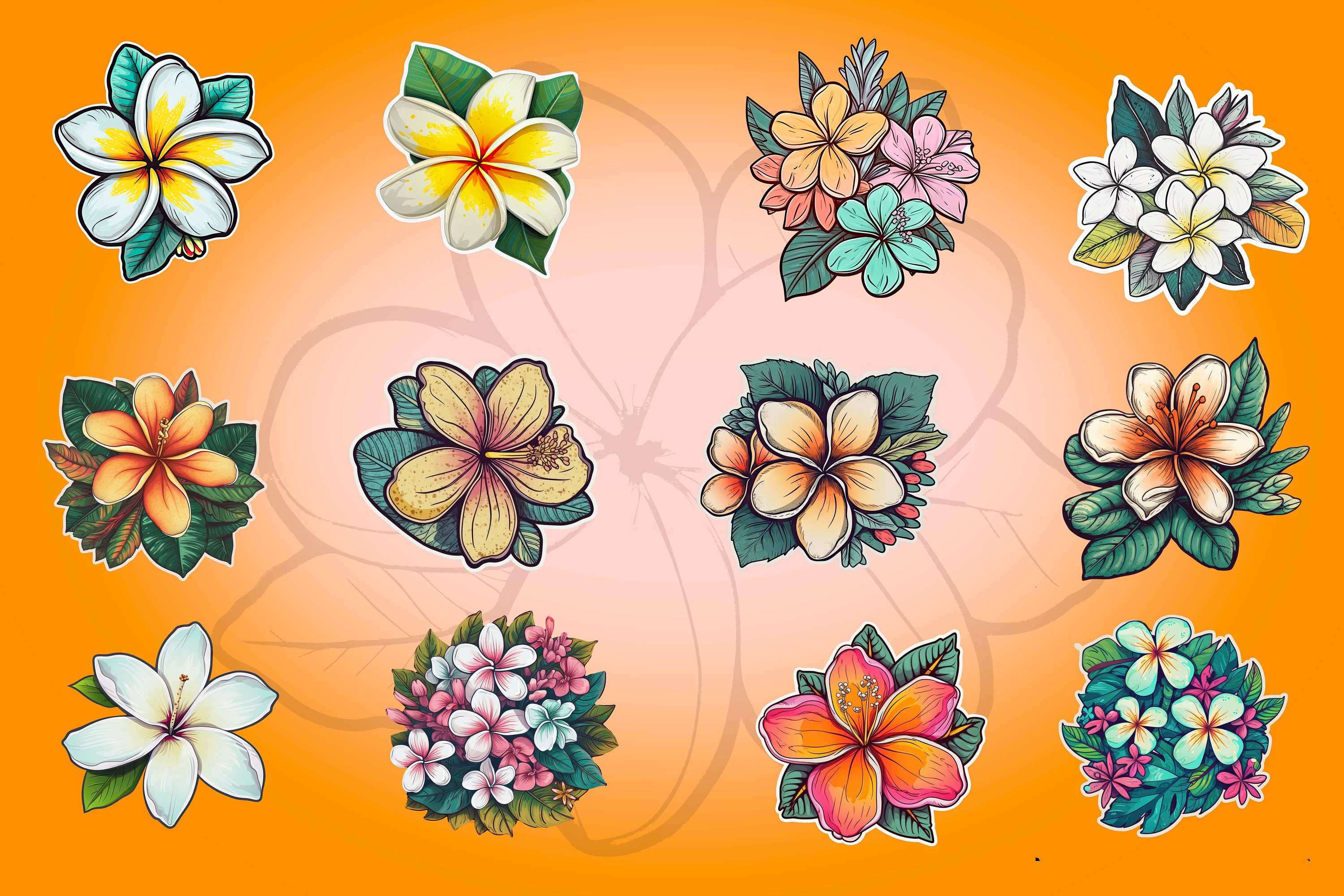 Plumeria Designs Digital Download Set, Flower Designs, Instant Access ...