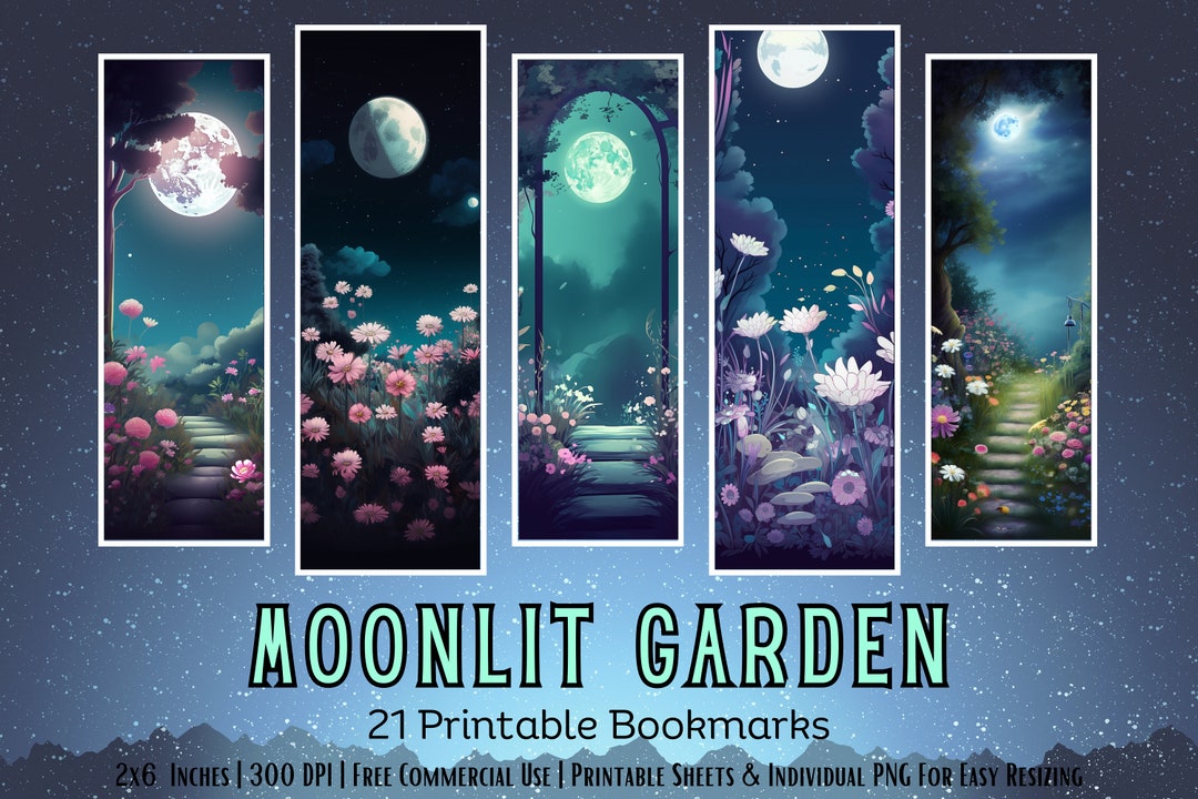 Moon Printable Bookmarks Bundle, Set of 21 PNG/JPG, Sublimation, Cricut ...