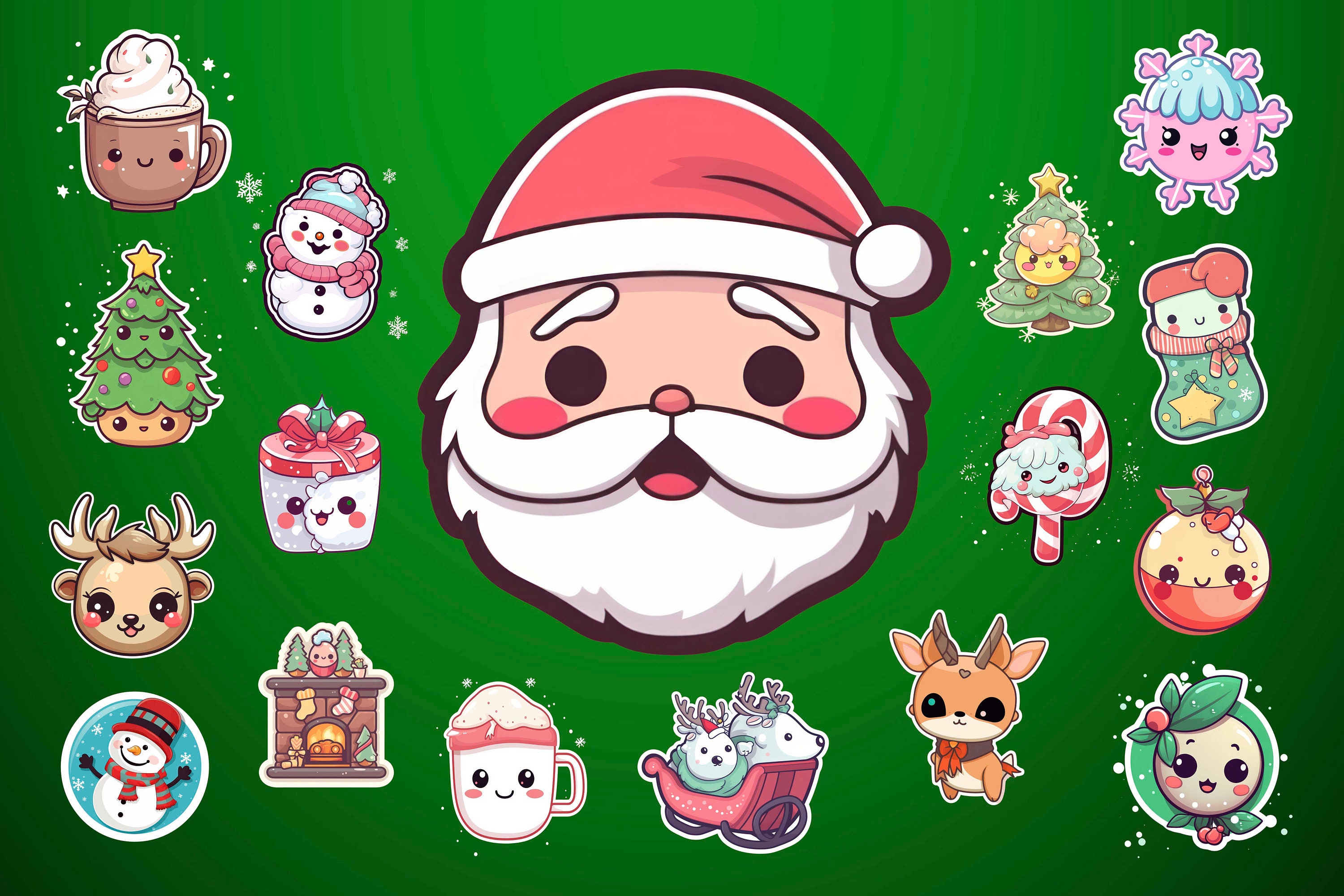 Kawaii Christmas Clipart Collection for Instant Holiday Cheer! - Etsy