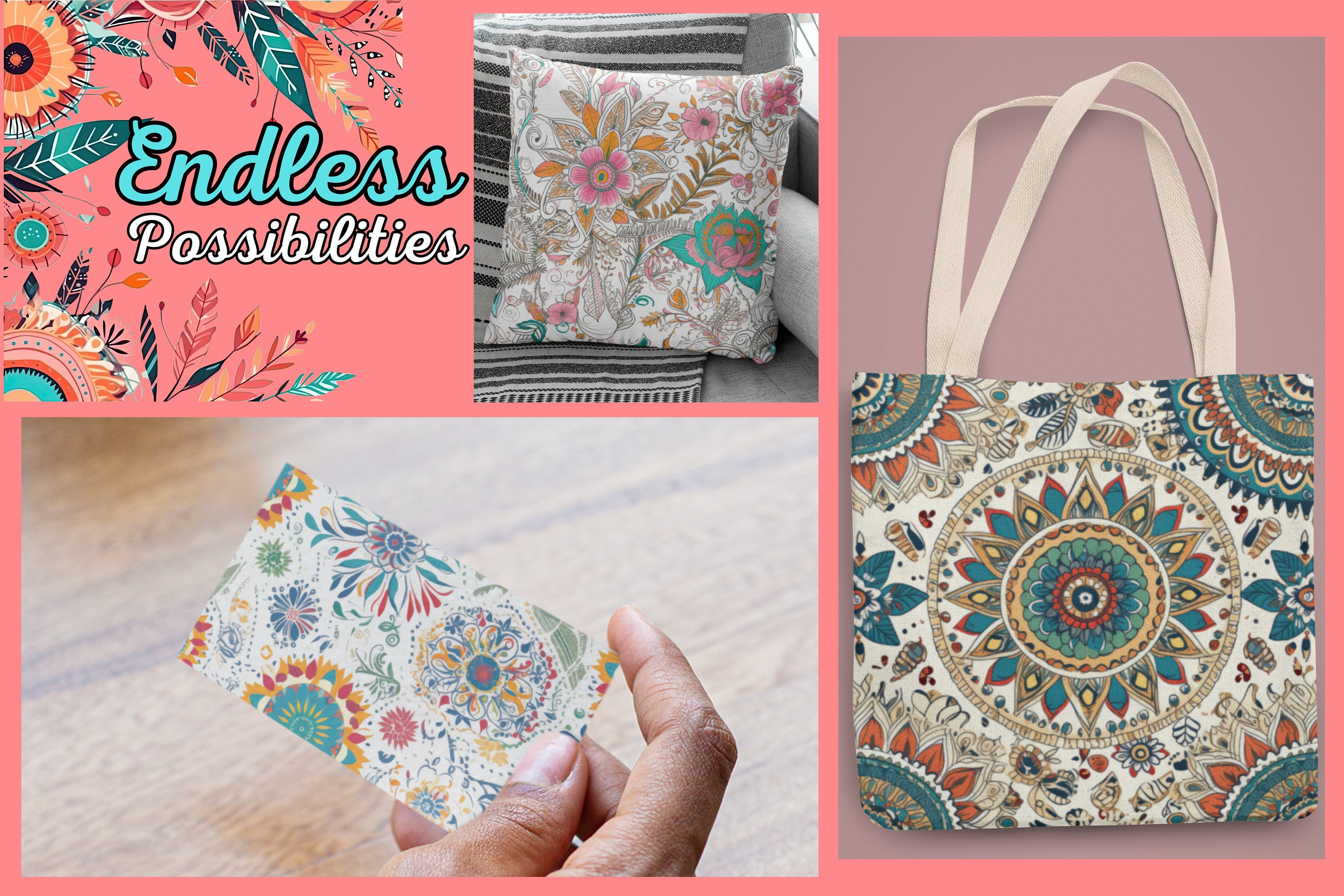 Boho Floral Clipart & Designs Floral Patterns Boho Design Instant ...