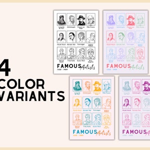 Famous Artists Posters Classroom Bulletin Board Printable - Etsy