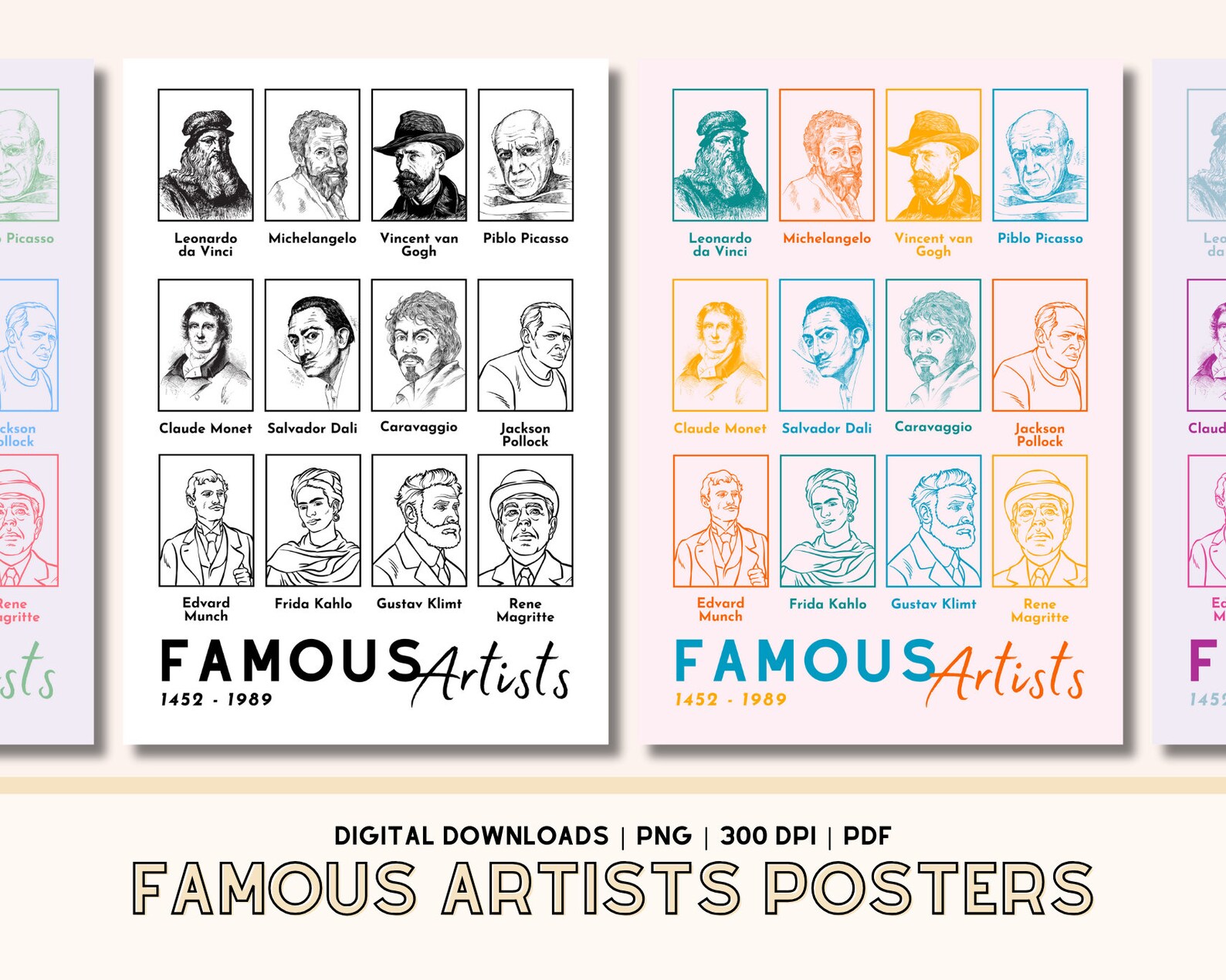 Famous Artists Posters Classroom Bulletin Board Printable - Etsy