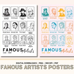 Famous Artists Posters Classroom Bulletin Board Printable - Etsy
