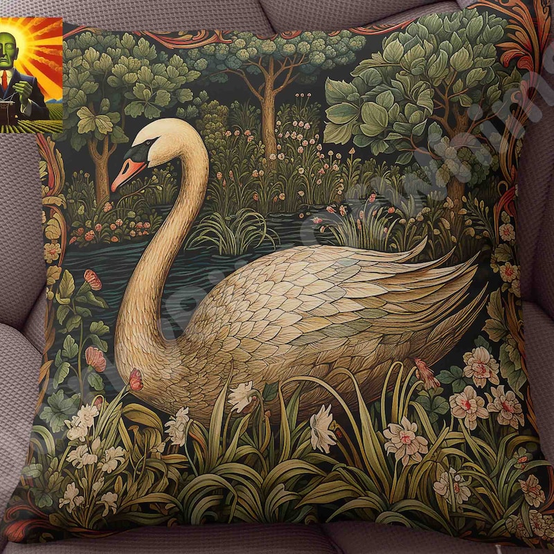 Morris Swan Pillow - Etsy