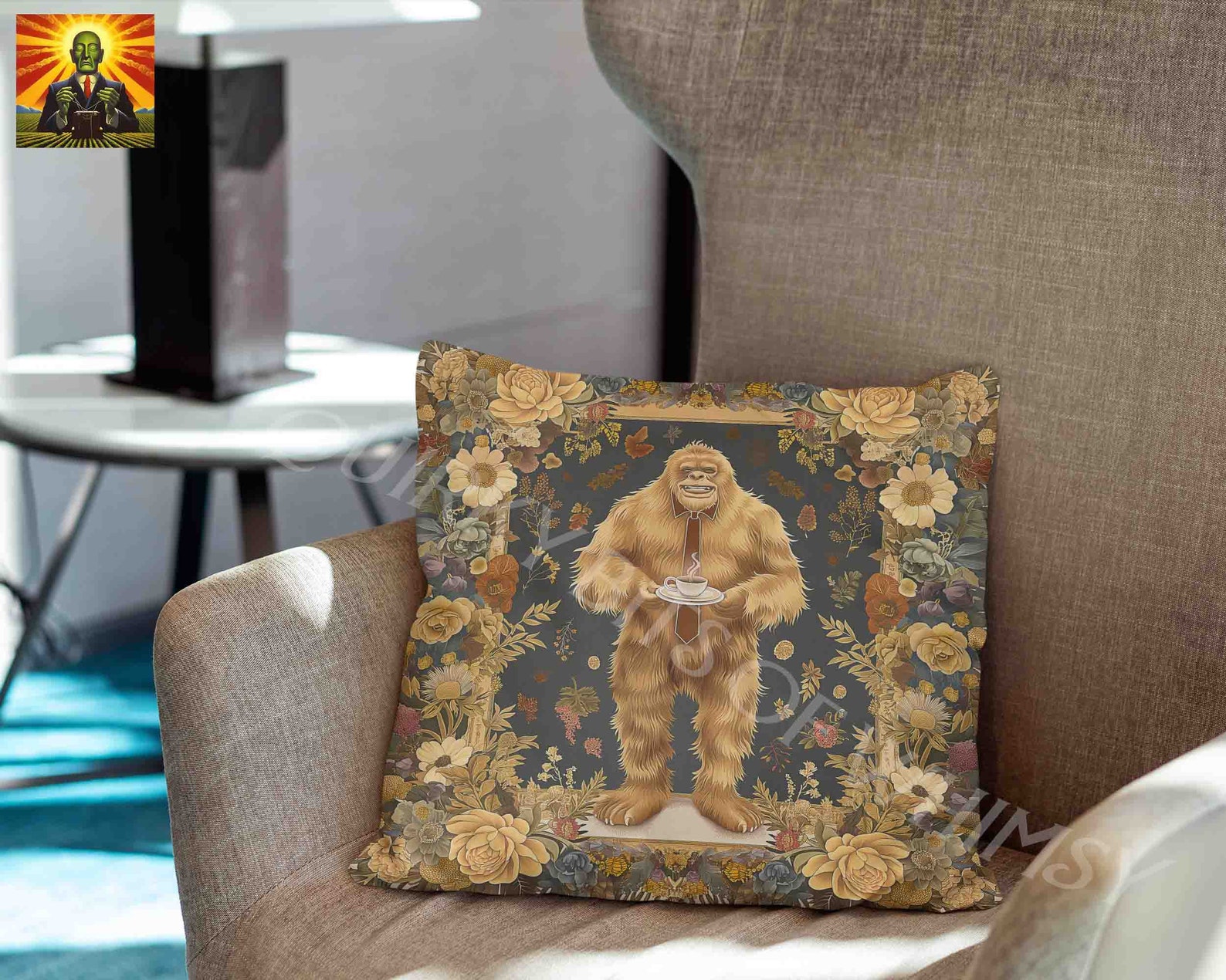 William Morris Bigfoot Coffee Pillow: Full or Case Only, Spun Polyester ...