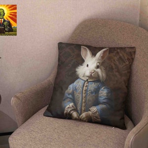Elizabethan Rabbit Portrait Pillow: Full or Case Only, Spun Polyester ...