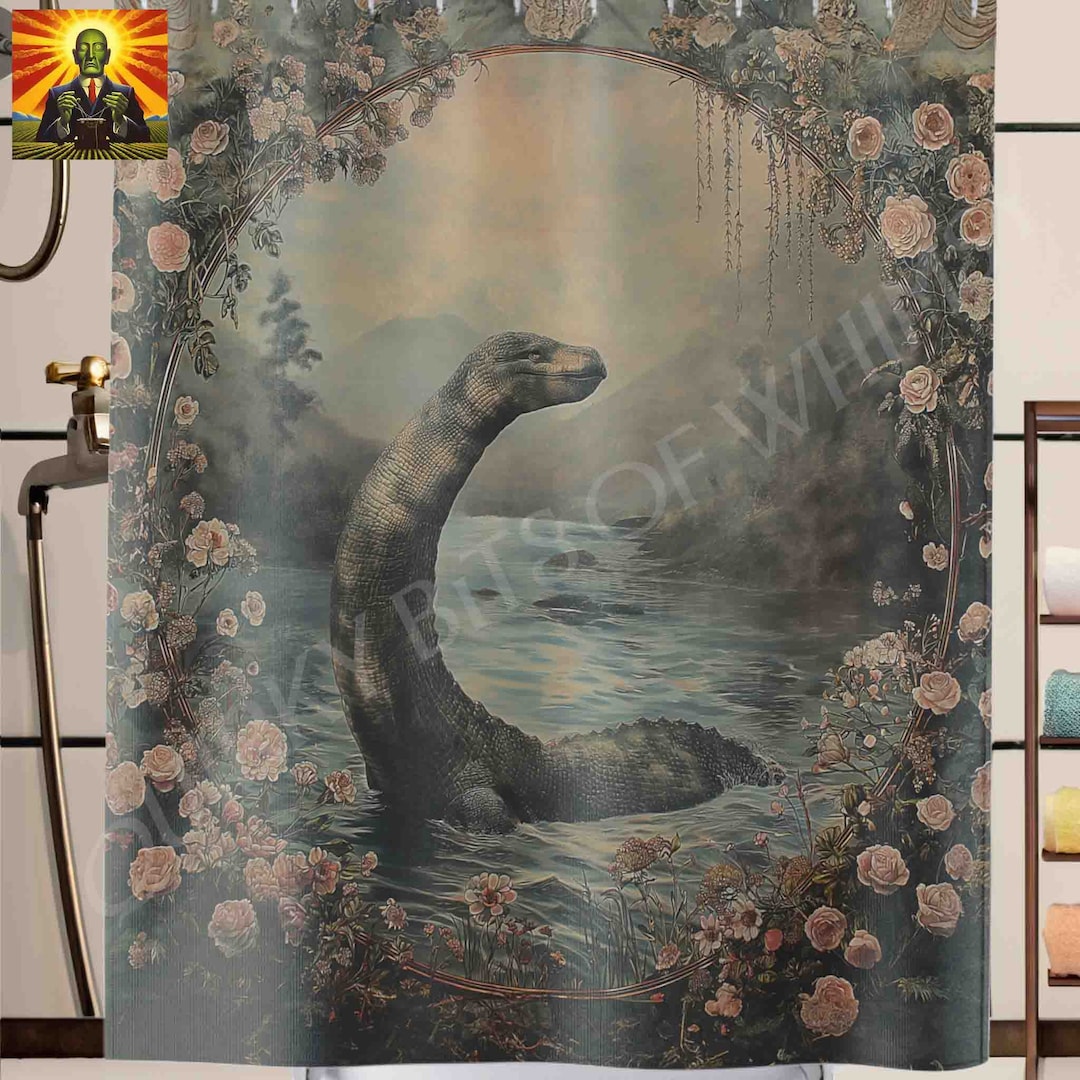 Loch Ness Monster Shower Curtain: Whimsical Cryptid Bathroom Decor - Etsy