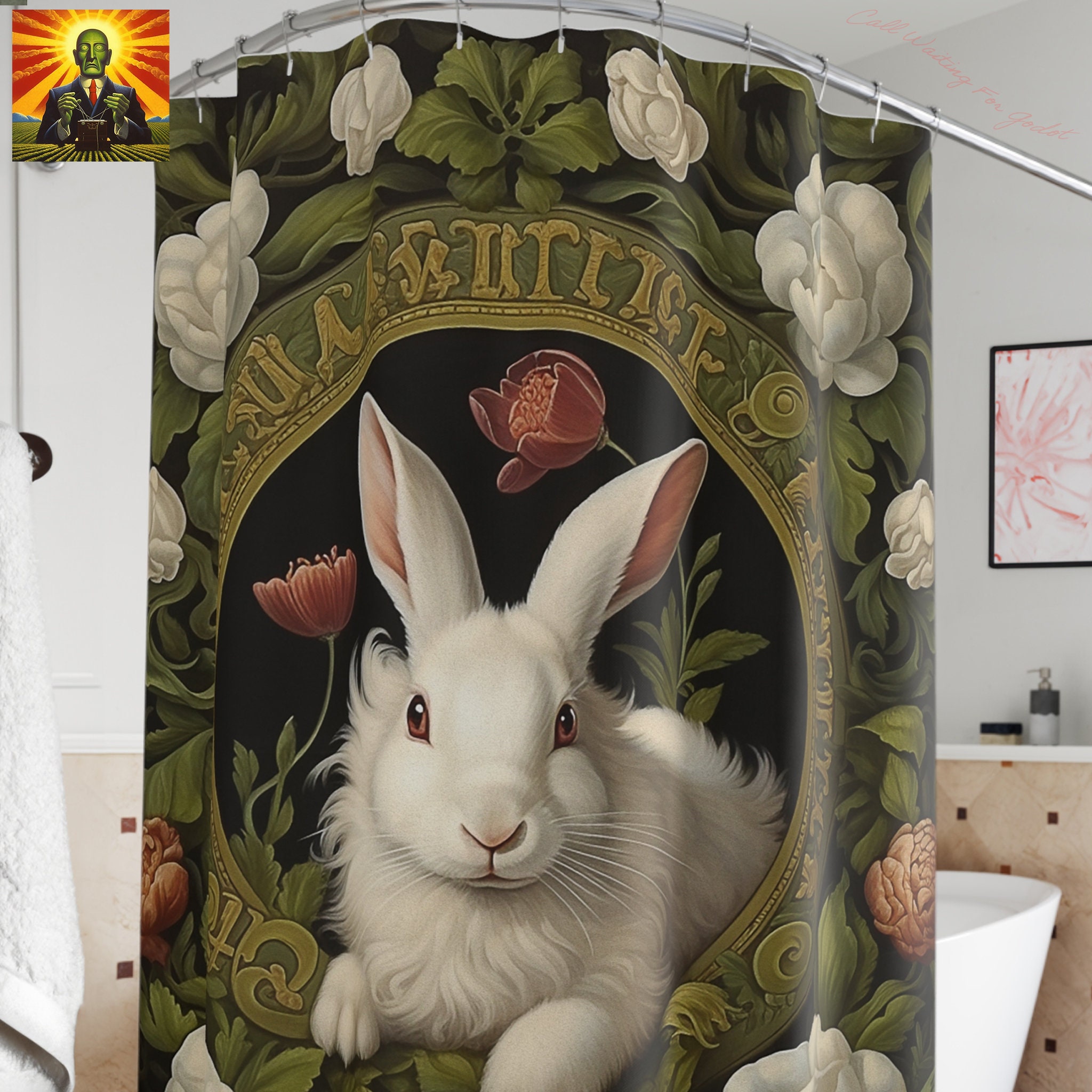 William Morris Rabbit Shower Curtain: Floral Bathroom Decor - Etsy