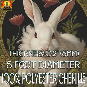 William Morris Rabbit Round Rug, White Rabbit Morris Rug, Morris Tulips ...