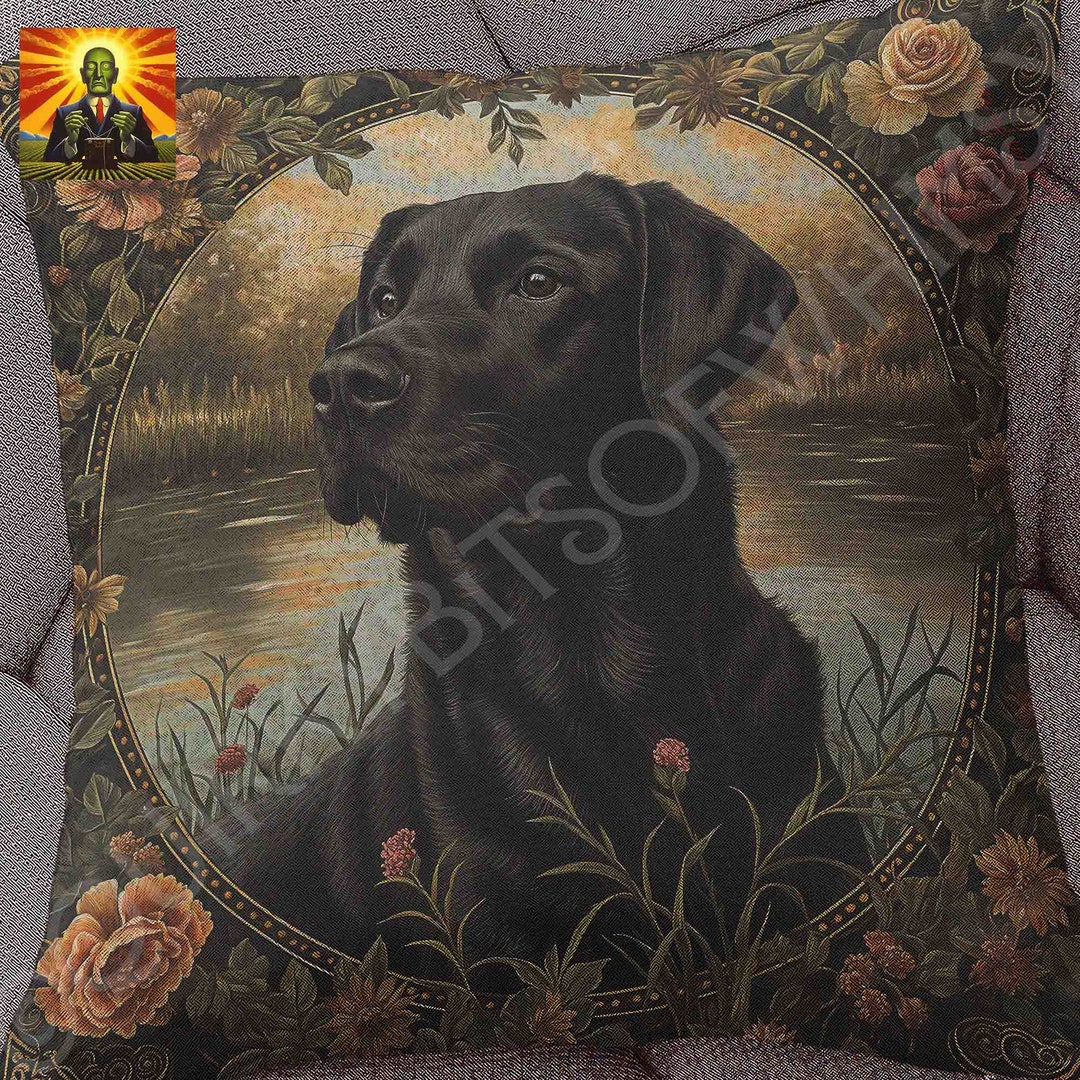 William Morris Black Lab Pillow, Full Pillow or Case Only, Spun ...