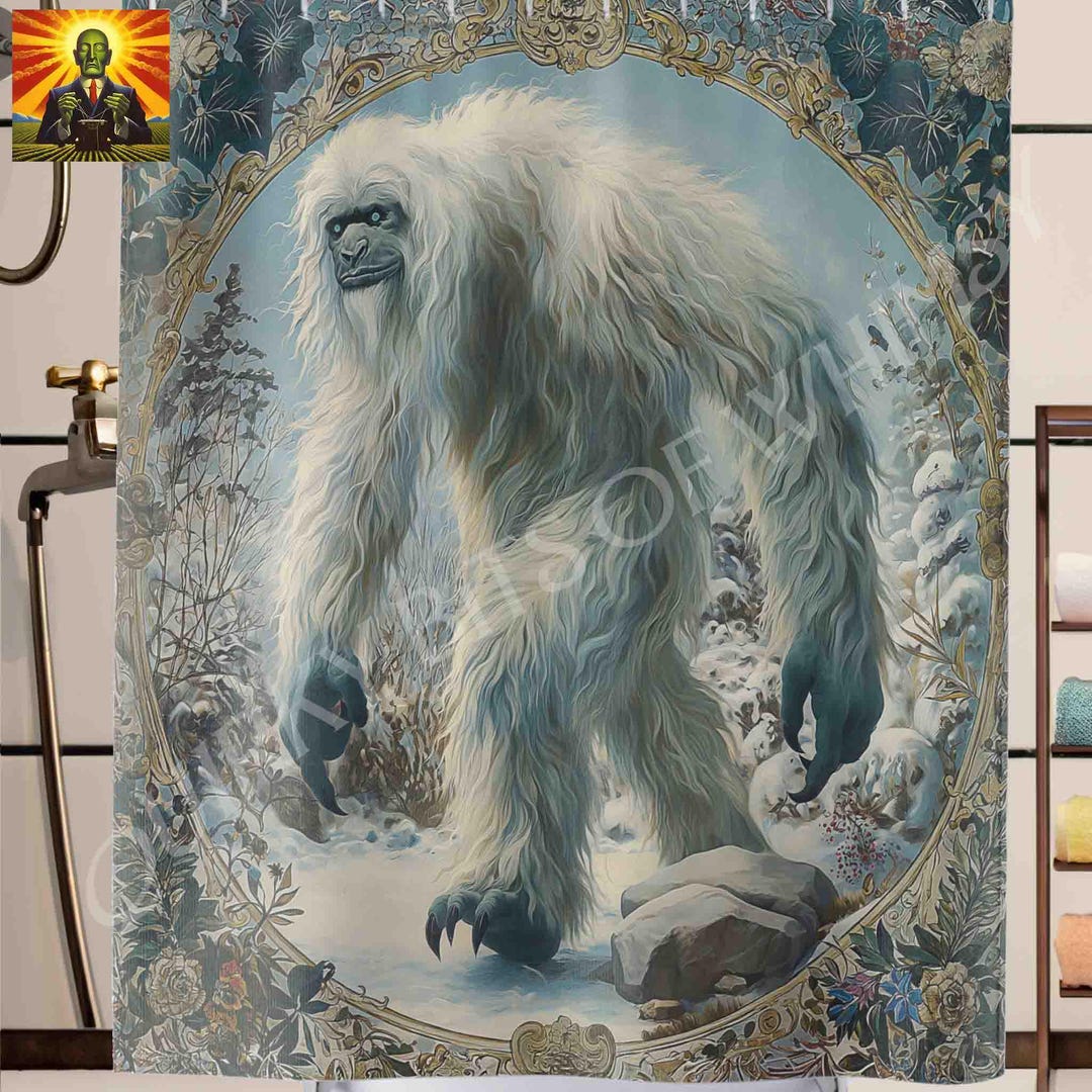 Yeti Shower Curtain: Cryptid Folklore Monster Bathroom Decor - Etsy